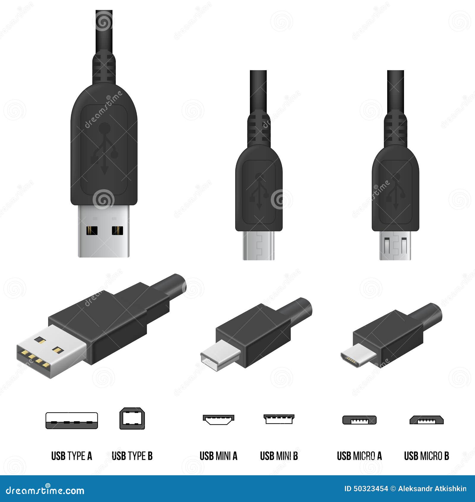 USB Plugs stock vector. Illustration of protocol, black - 50323454
