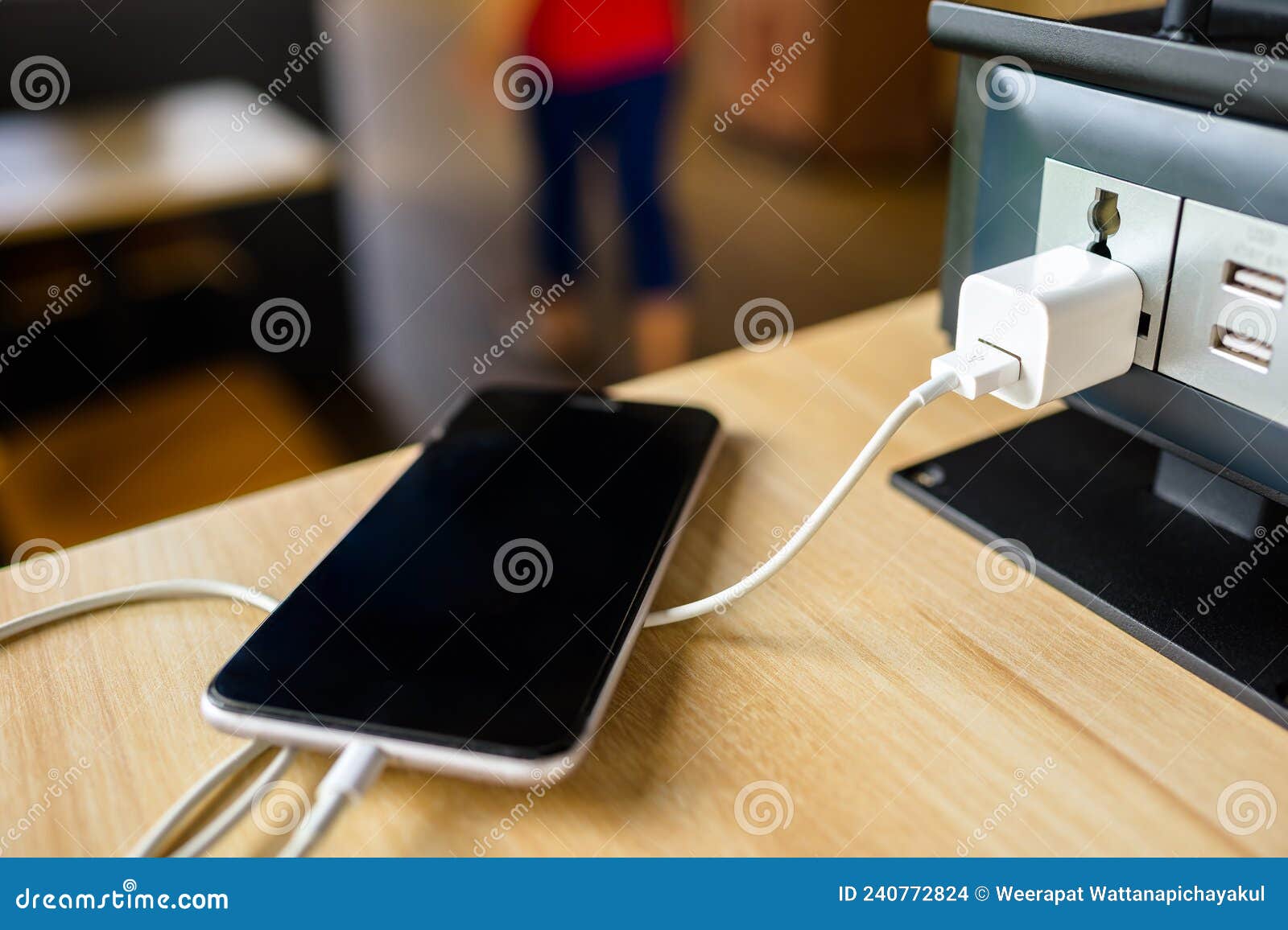 USB Port and Adapter on the Table Stock Photo - Image of electricity ...
