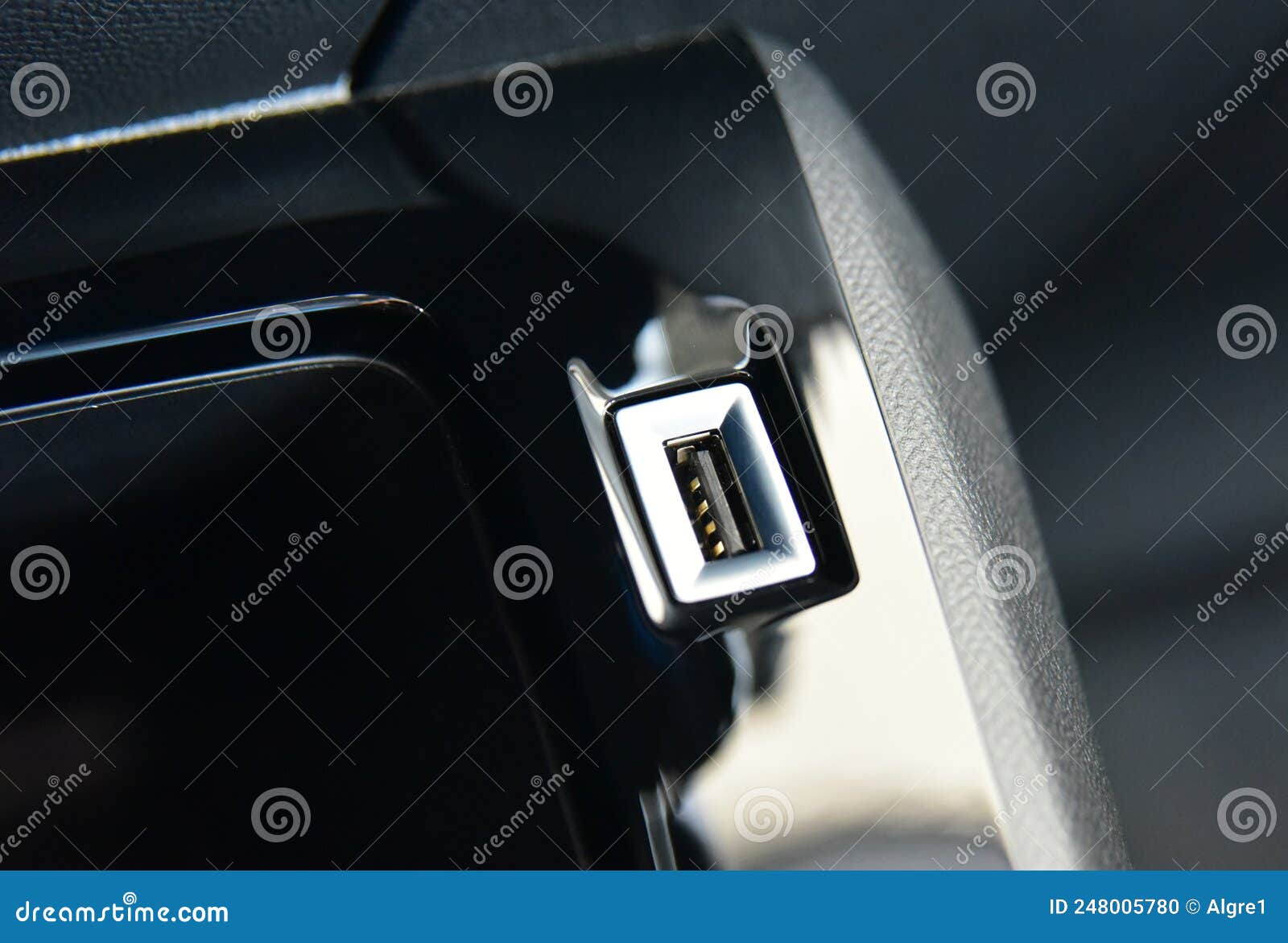 USB port in the car panel stock photo. Image of port - 248005780