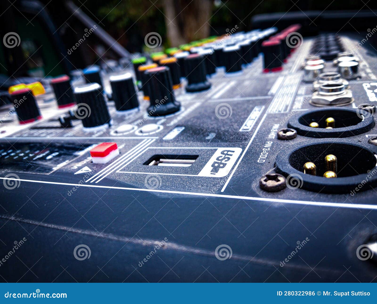 USB Port on a Concert Stage Mixer Recording Studio Behind the Scenes ...