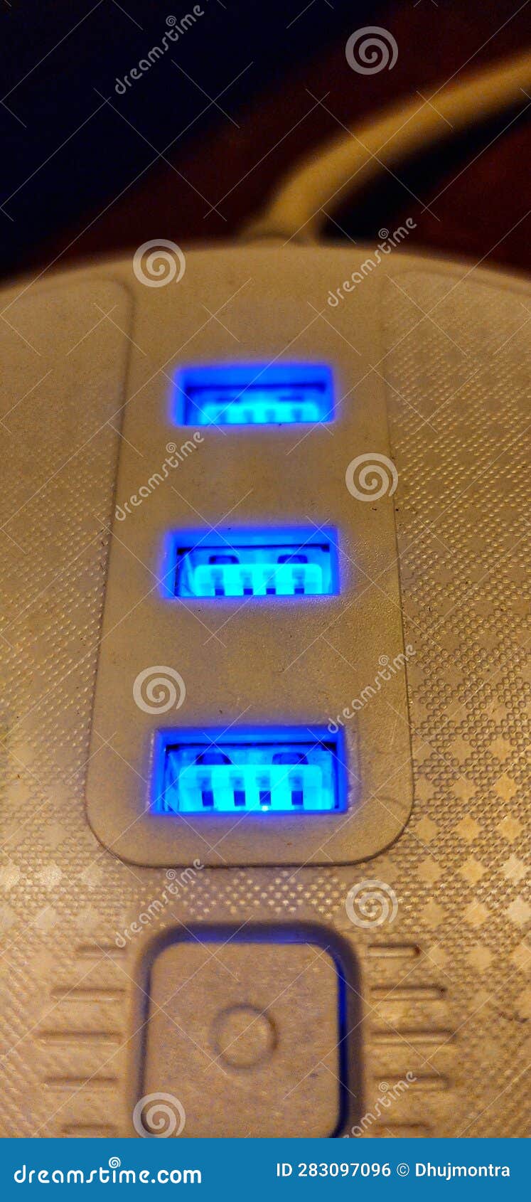 USB Port To Charge the Mobile Phone. Blue Light Show the Status on ...