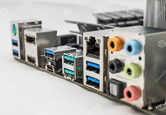 USB Ports of a Computer Motherboard.. Stock Photo - Image of processor ...