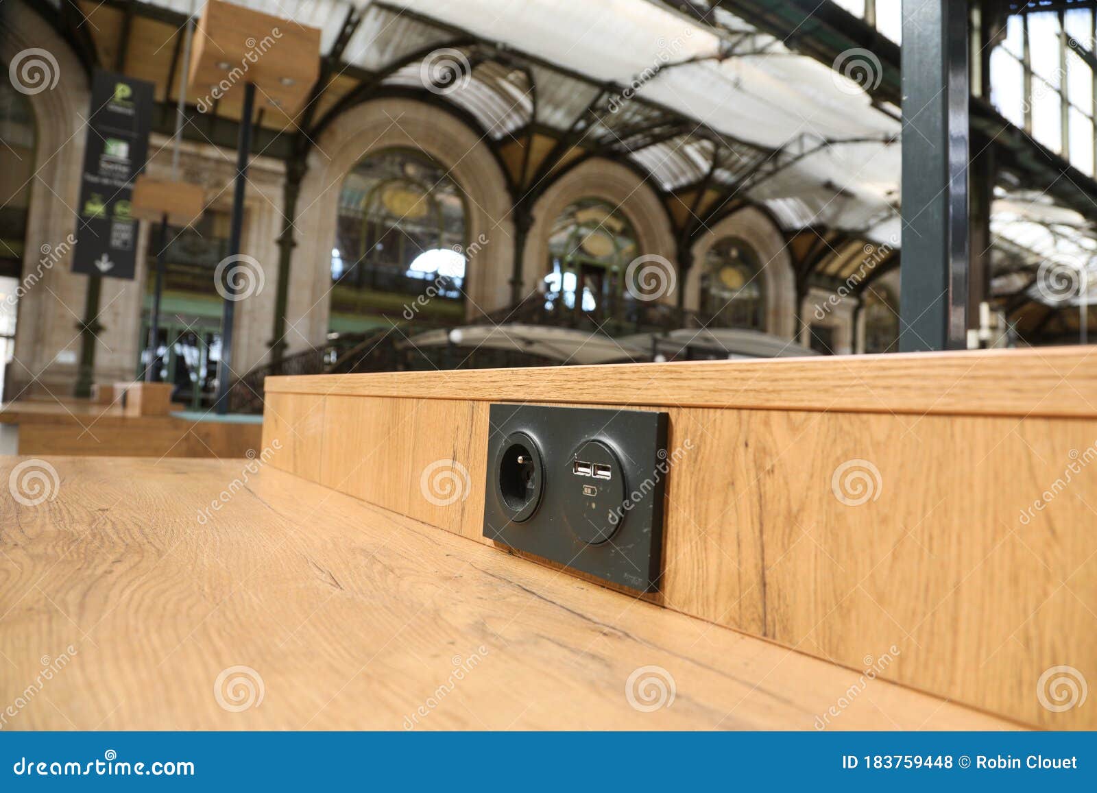 USB Ports Electronic Plug on Cement Wall Stock Photo - Image of office ...