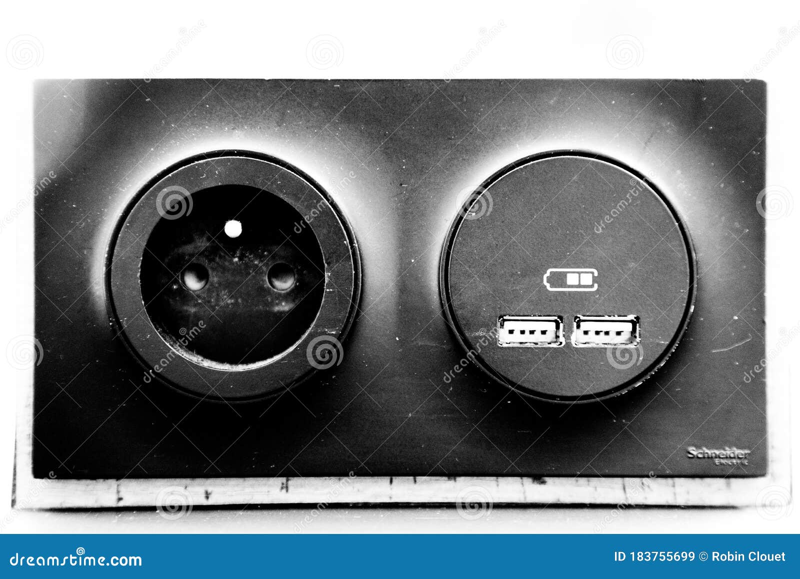 USB Ports Electronic Plug on Table in Station Stock Image - Image of ...