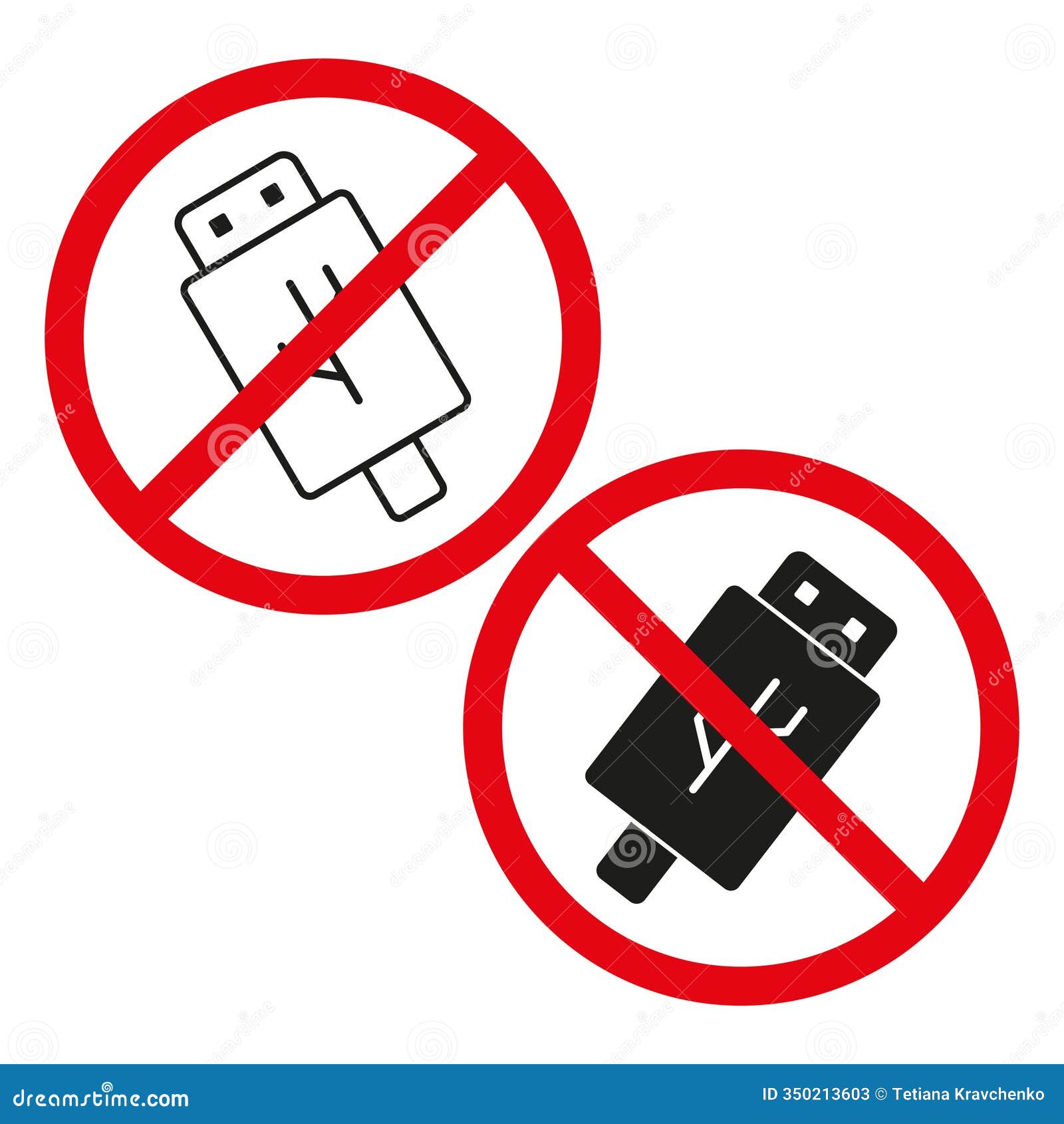 USB Prohibition Icon. No Flash Drive. Red Circle Symbol. Vector ...