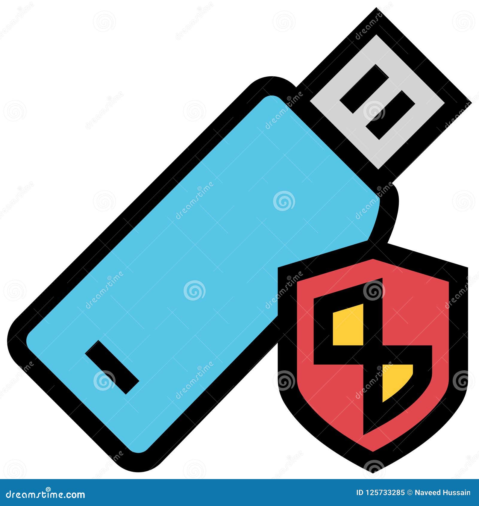 USB Protection Color Line Icon Stock Illustration - Illustration of ...