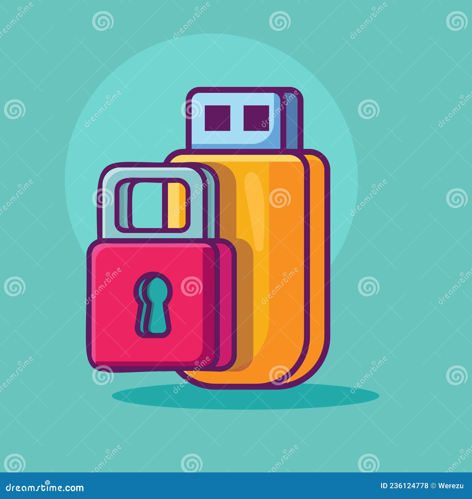 Usb Security Concept Symbol Vector Illustration in Flat Style Stock ...