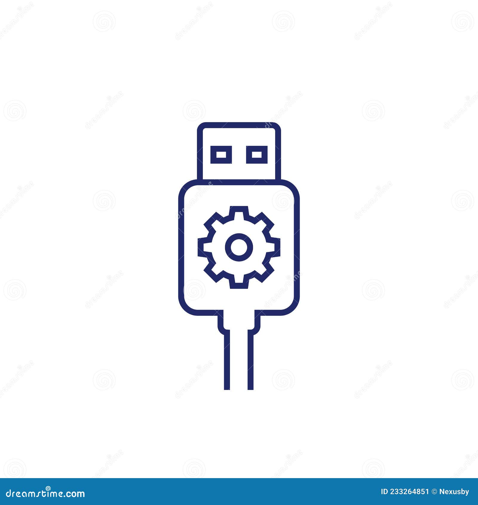 Usb Service Cable Line Icon Stock Vector - Illustration of connection ...
