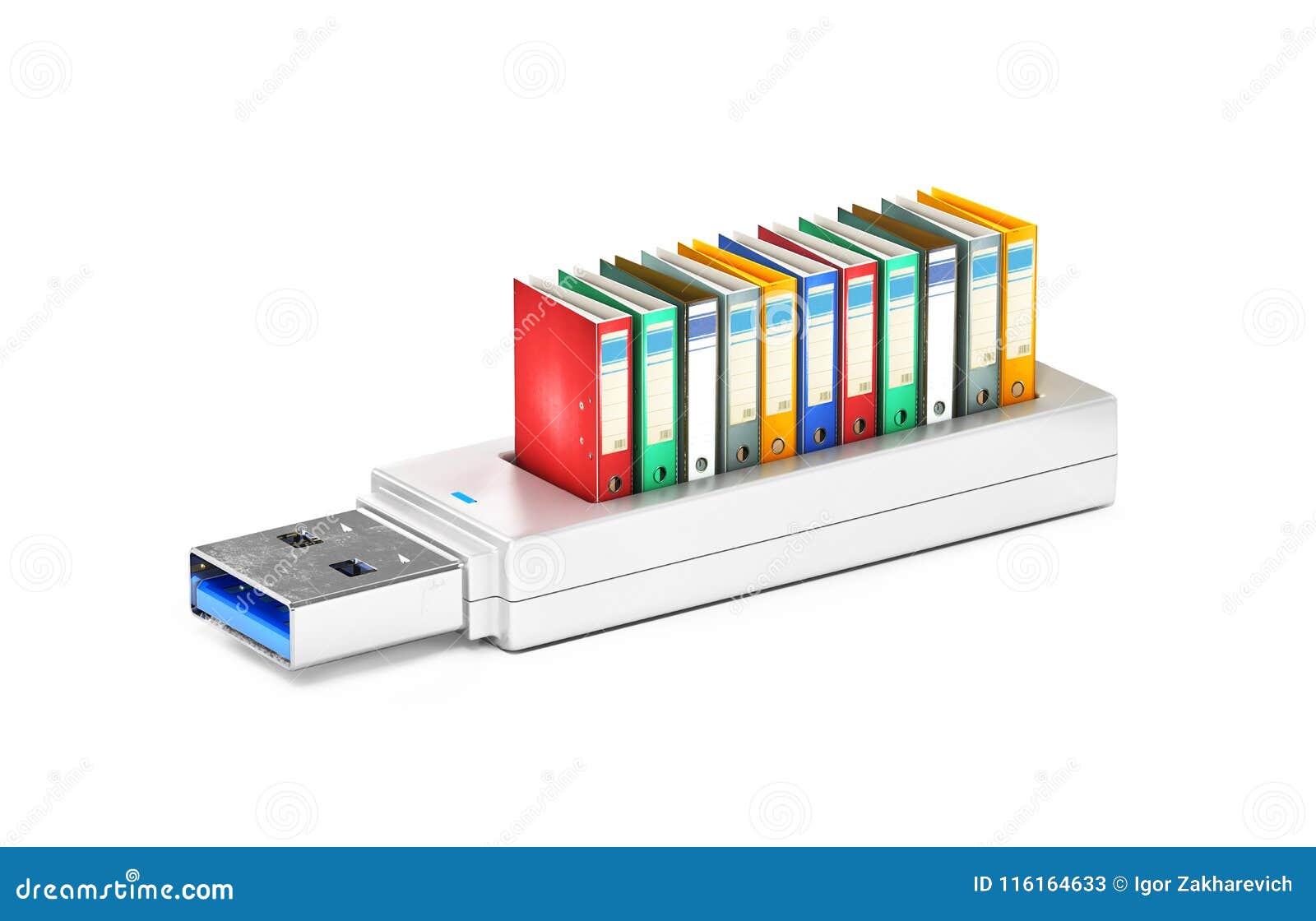 USB Stick with Folders for Paper Stock Illustration - Illustration of ...