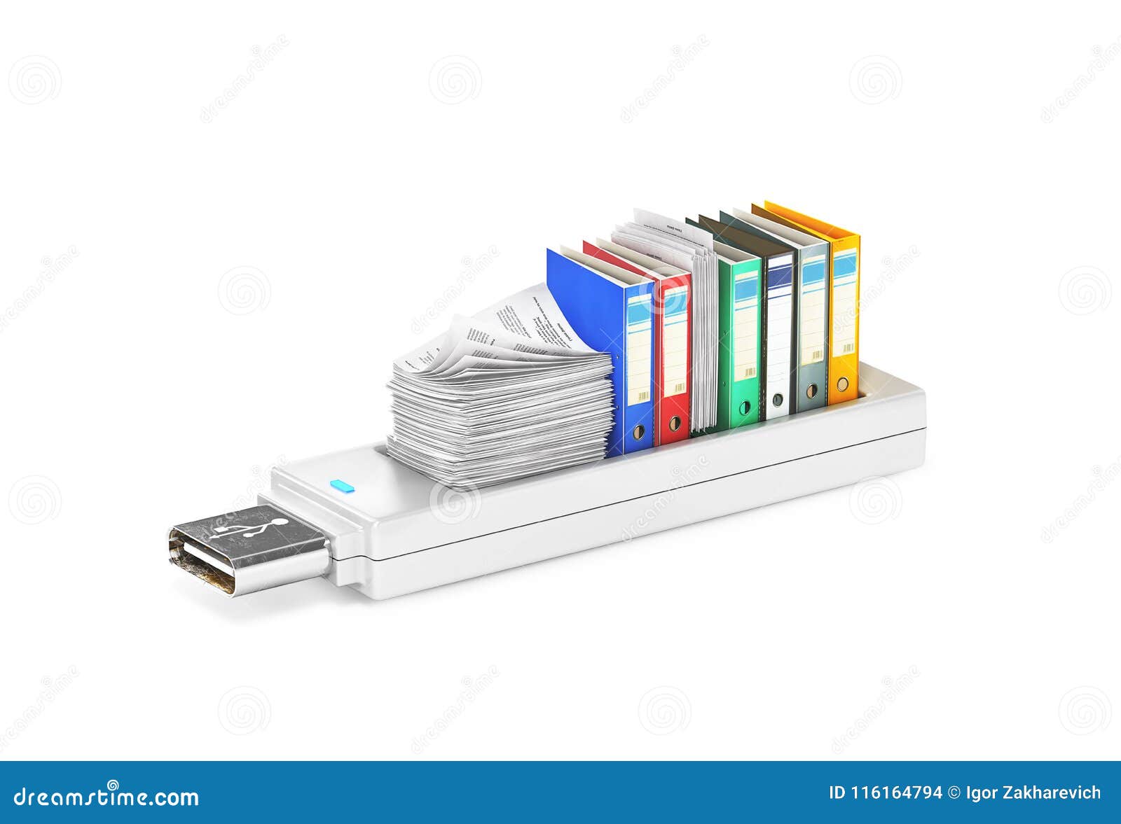 USB Stick with Folders for Paper. Stock Illustration - Illustration of ...