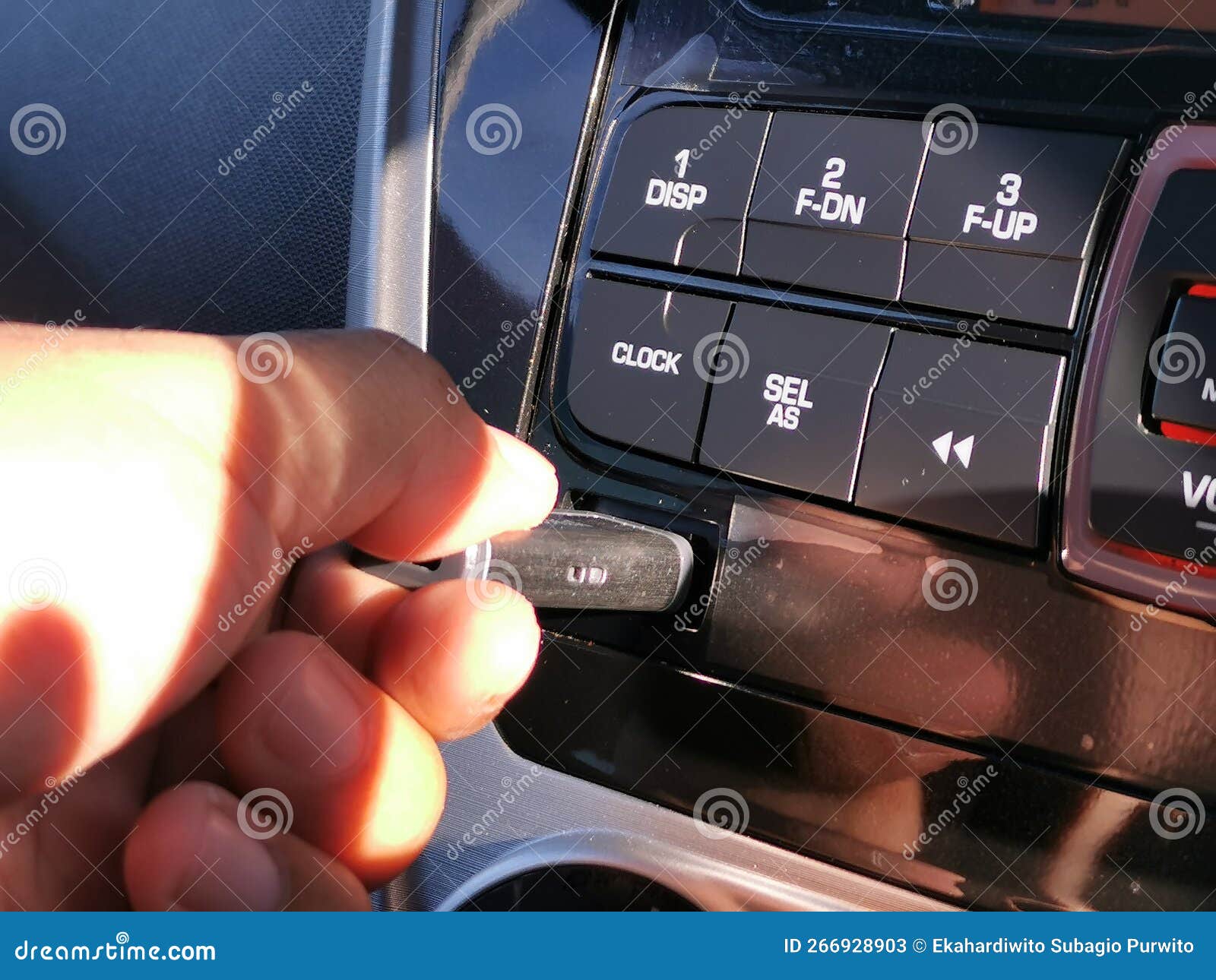 USB Stick Inserted in the Port. Stock Image - Image of insert, console ...