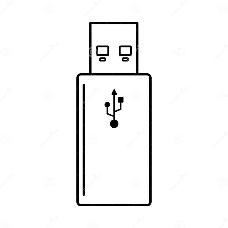 USB Stick Outline stock vector. Illustration of clipart - 206498386