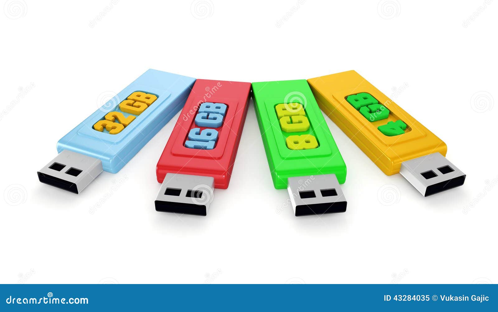 4 Usb Sticks with Capacities Stock Illustration - Illustration of ...