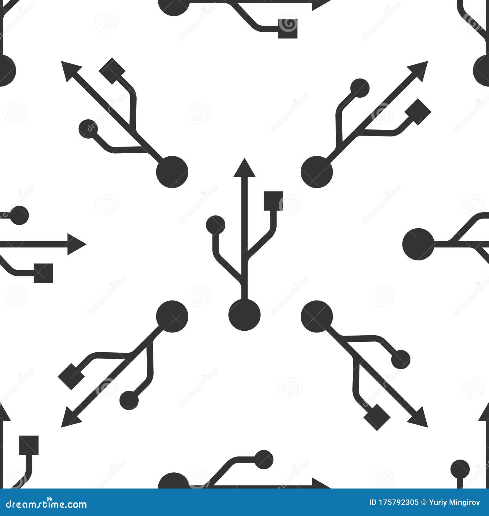 USB Symbol Icon Pattern on White Background Stock Vector - Illustration ...