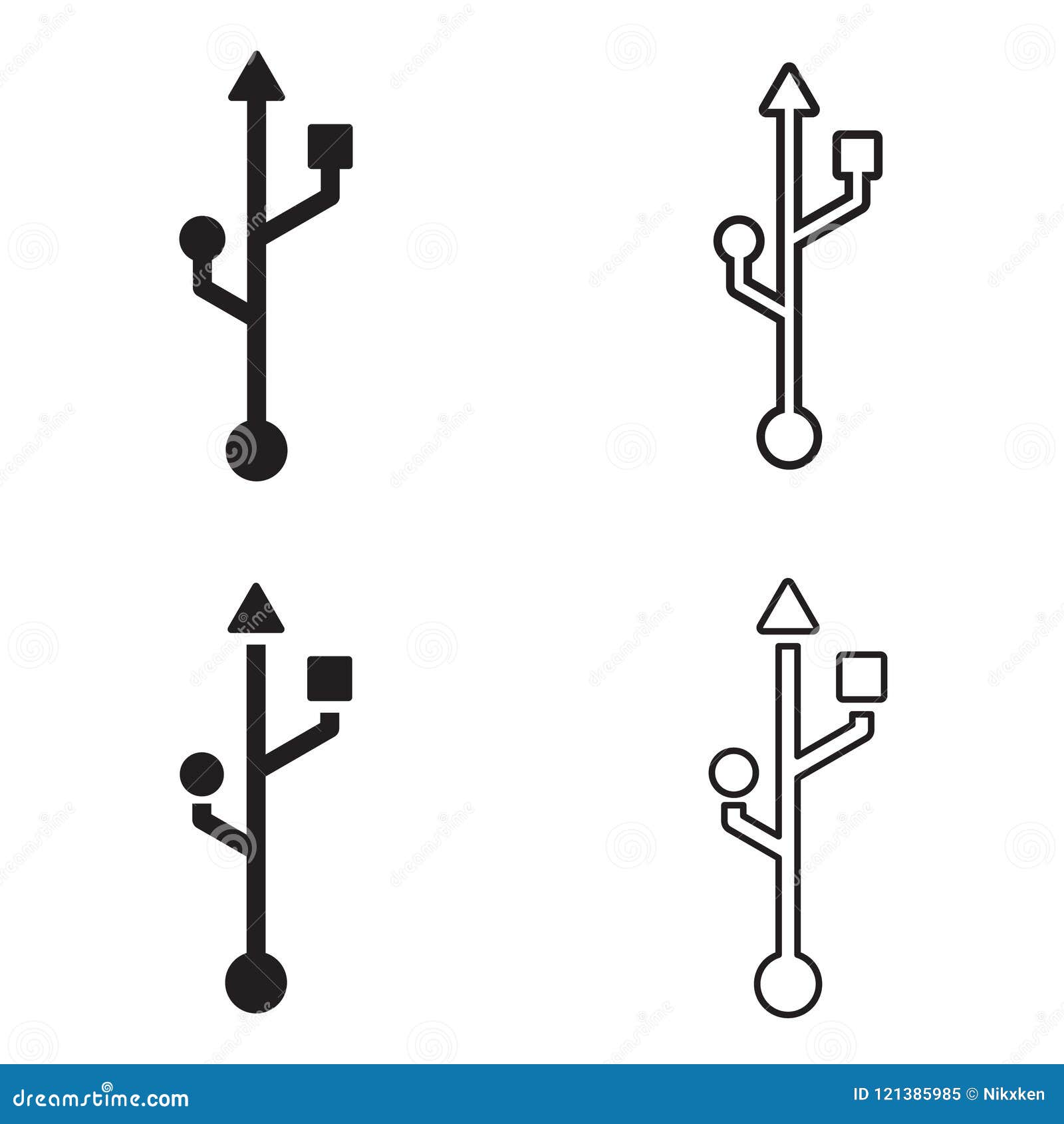 USB Symbol Icon Set. Vector Stock Vector - Illustration of connect ...