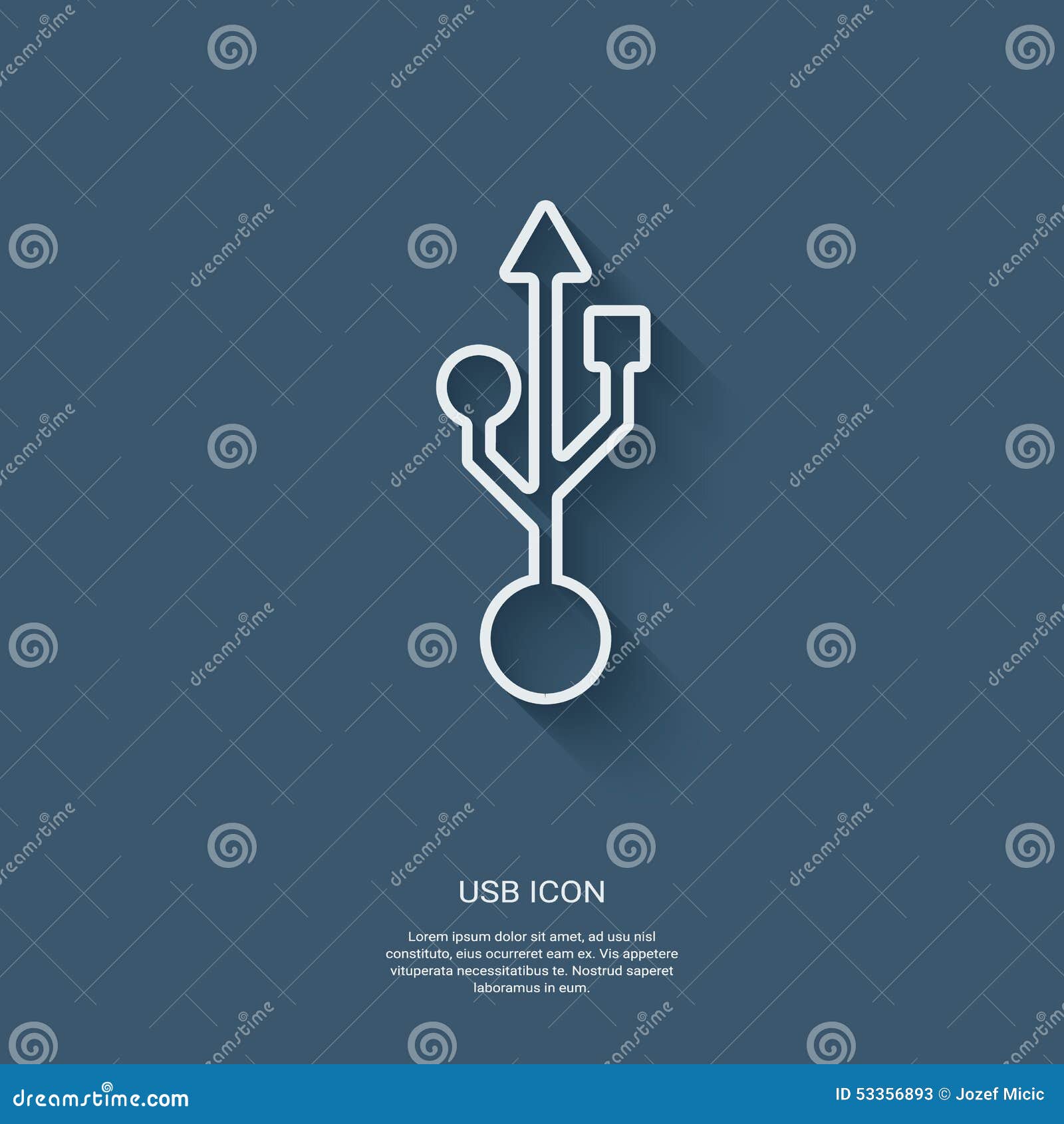 Usb Symbol With Moder Line Design And Long Flat Cartoon Vector ...