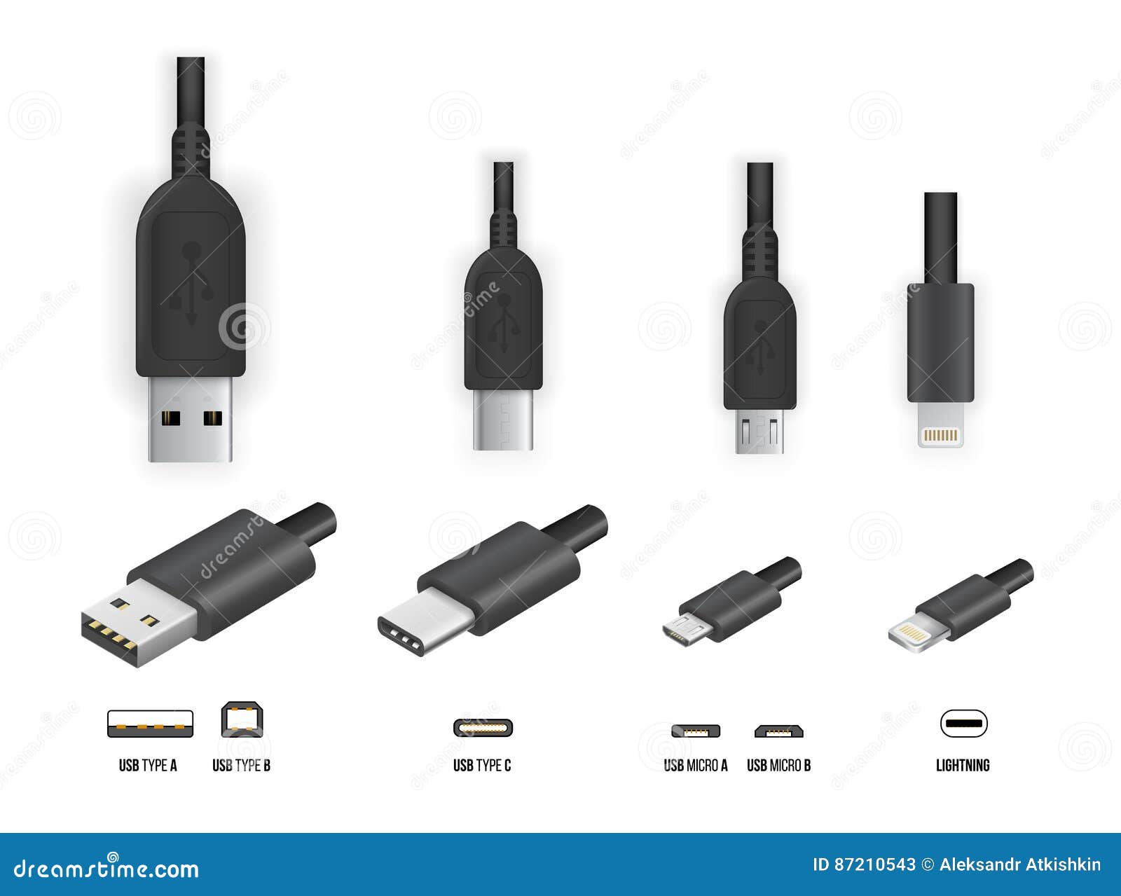 USB tutto il tipo illustrazione vettoriale. Illustrazione di insieme ...