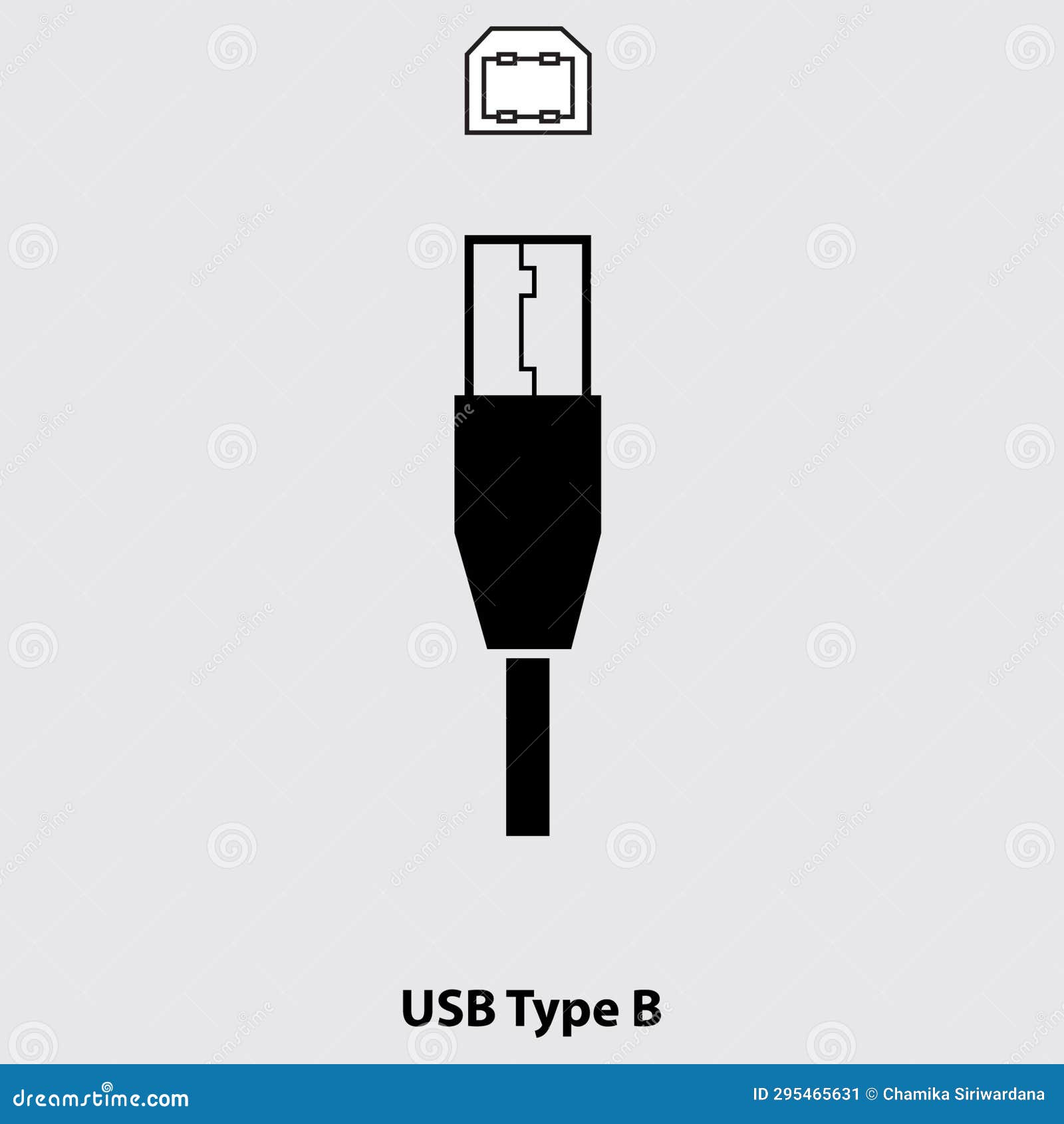 USB Type B stock vector. Illustration of connector, black - 295465631