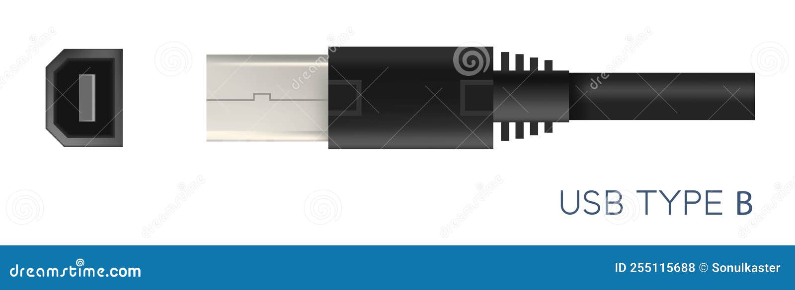 USB Type B Connector Used for Printer or Scanner Stock Vector ...