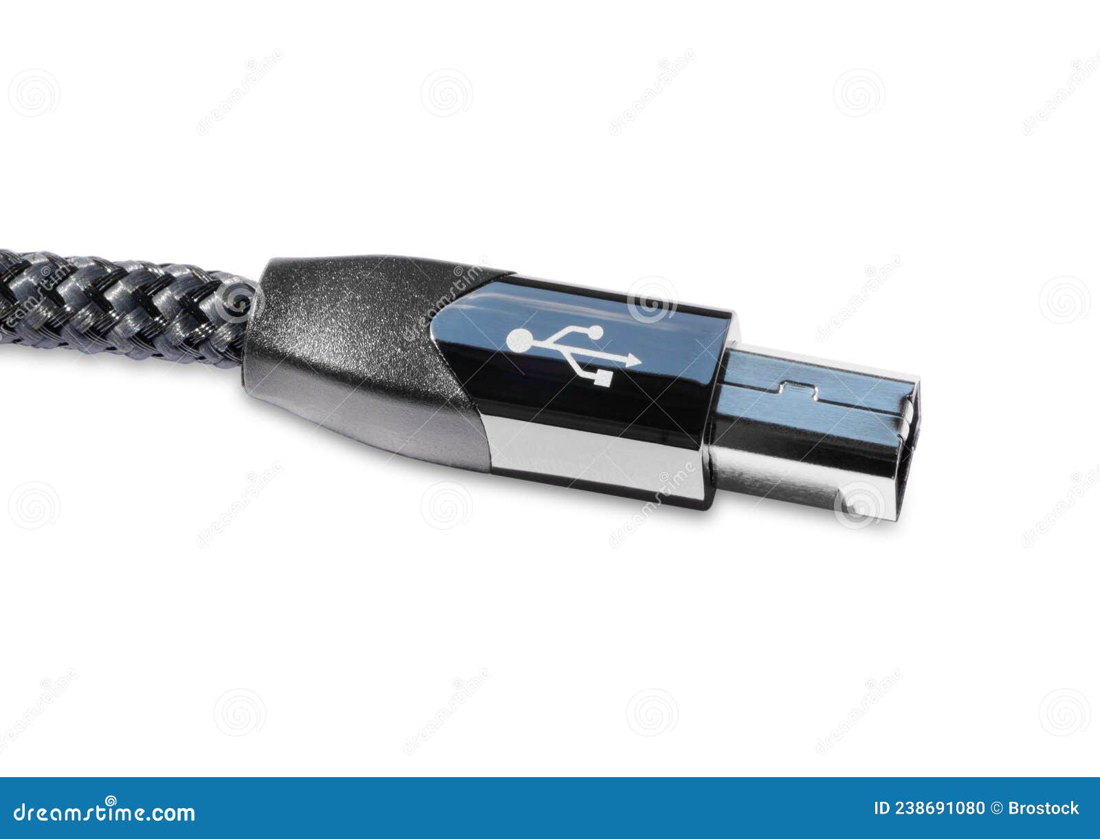 USB Type B Knitting Wire Cable on White Background Stock Photo - Image ...