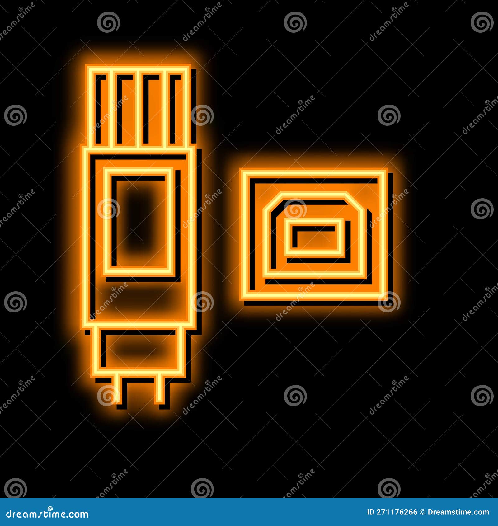 Usb Type B Neon Glow Icon Illustration Stock Vector - Illustration of ...