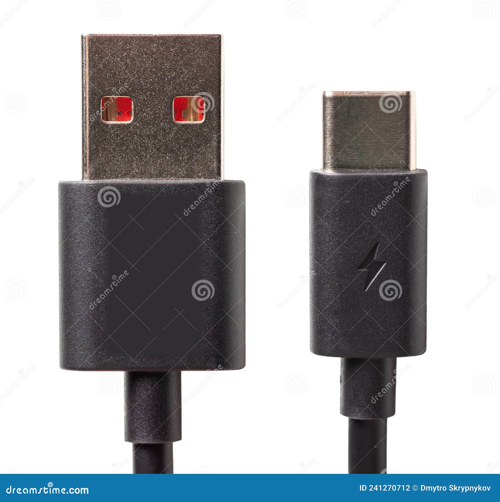 USB Type C Cable on White Background Stock Photo - Image of cable ...