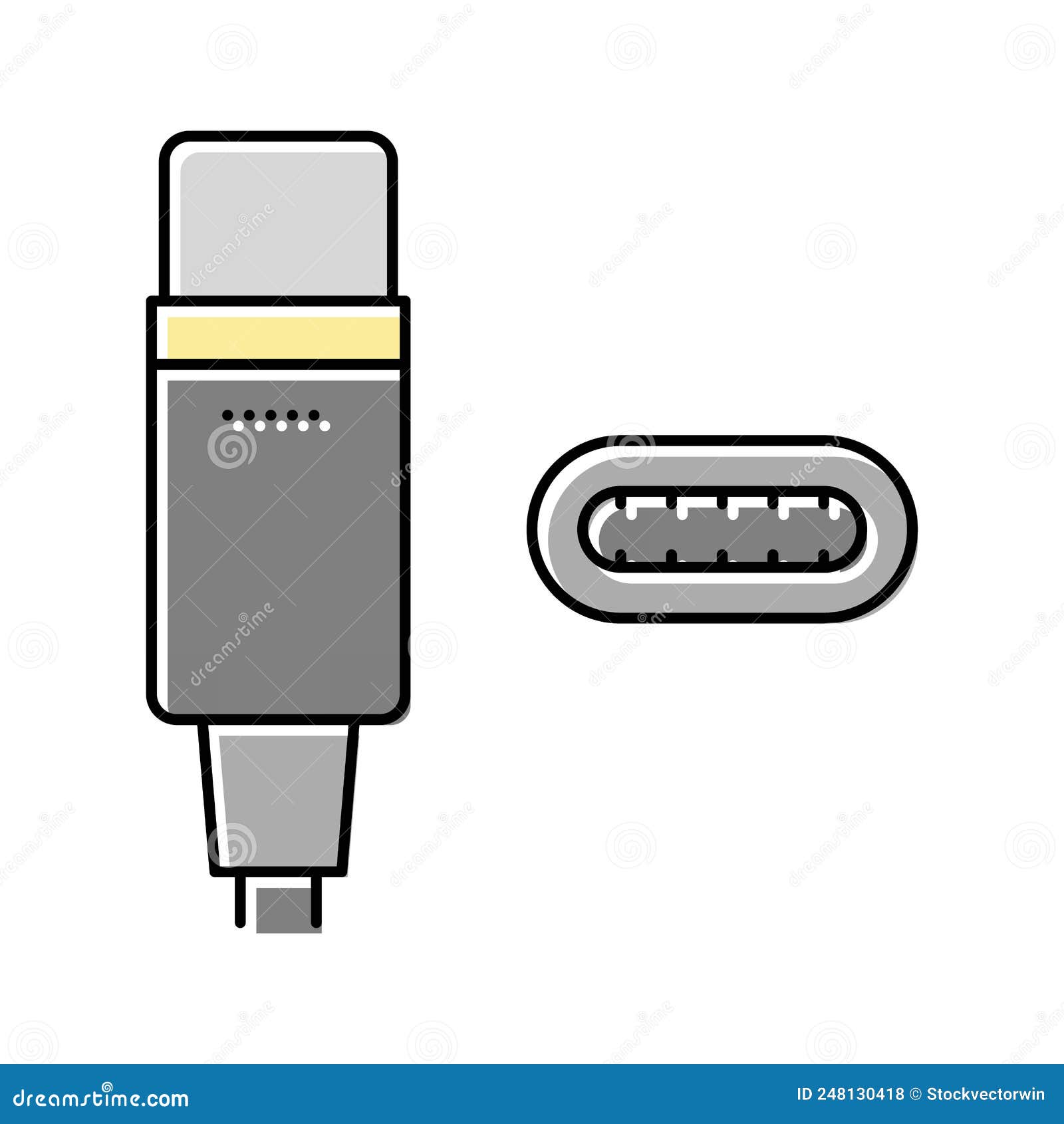 Usb Type C Color Icon Vector Illustration Stock Vector - Illustration ...