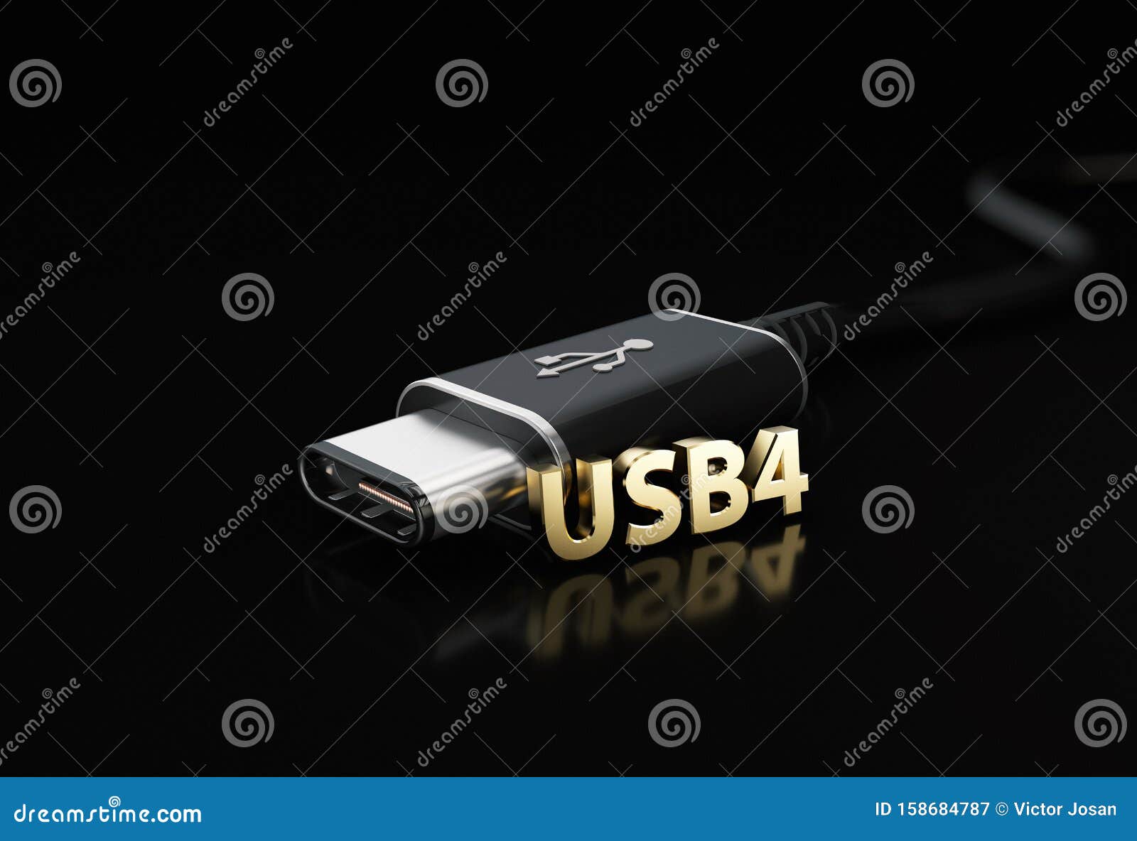 USB Type C or USB 4 Connector Cable Line Art 3d Illustration Stock ...