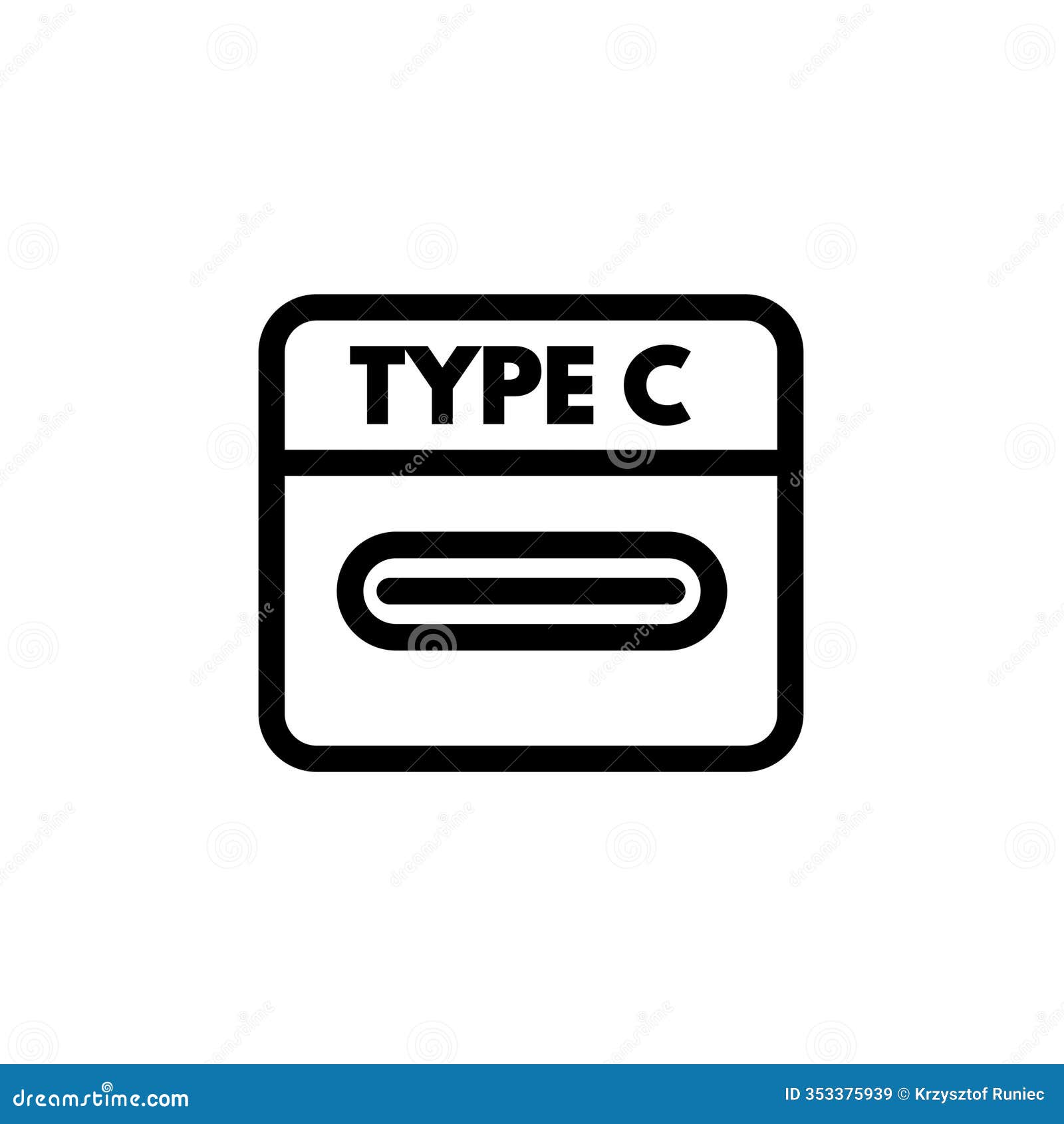 USB Type C Connector Designation - Vector Icon Stock Illustration ...