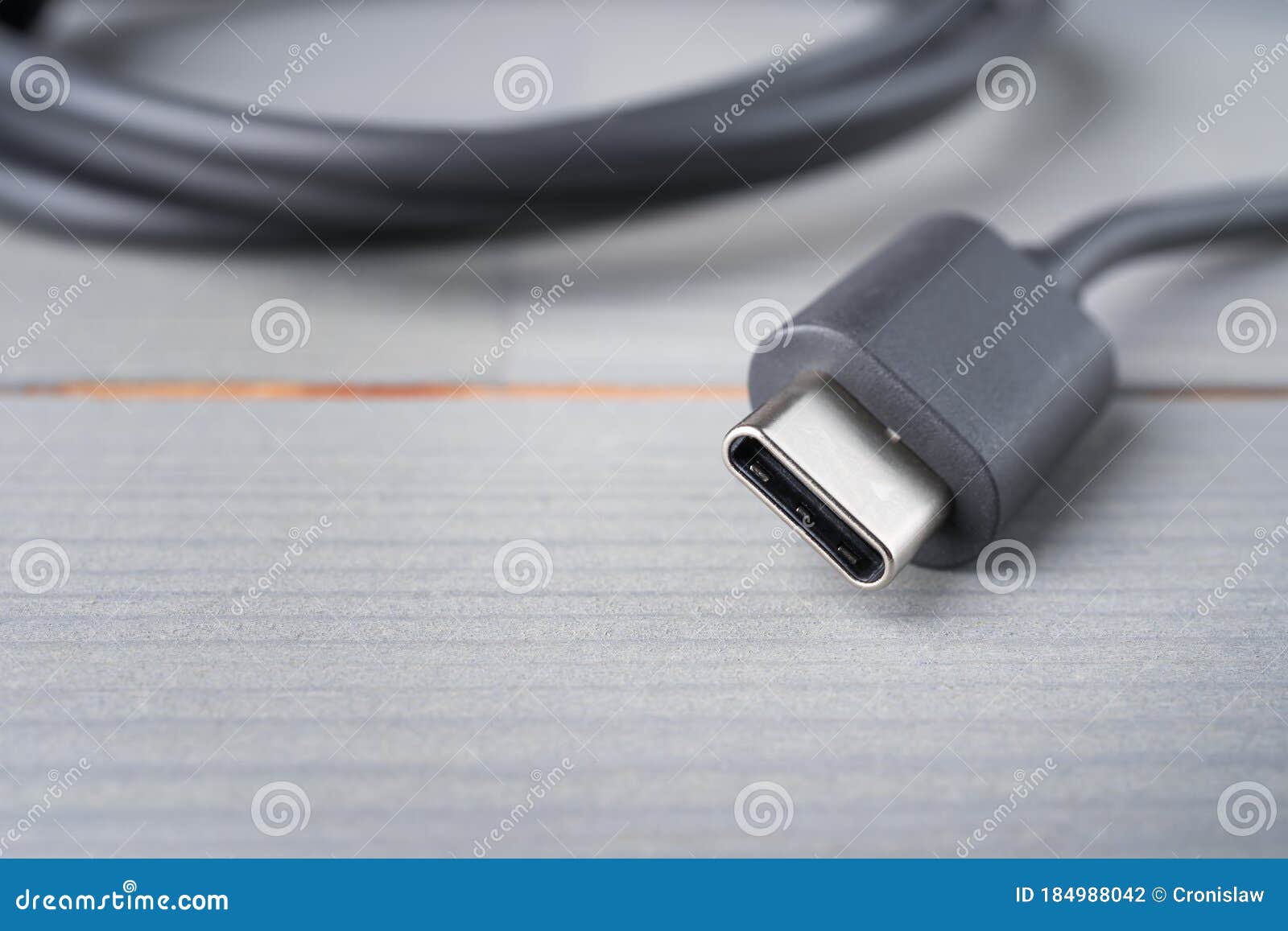 USB Type C Connector with a Grey Cable Stock Photo - Image of speed ...