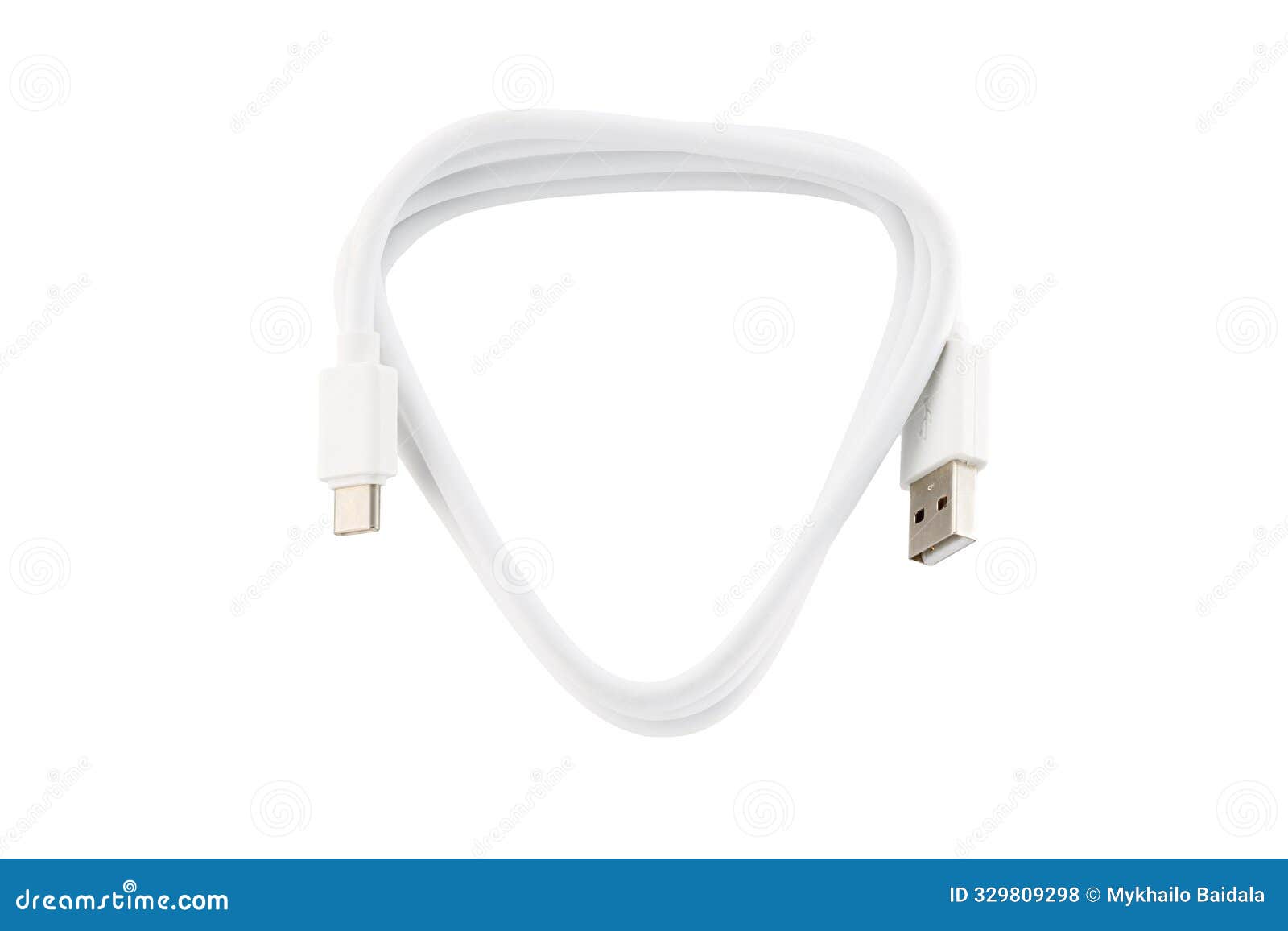 USB Type C Data and Power Cable Isolated on White Background. Close Up ...