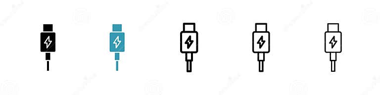 USB Type C Icon Vector Set on White Background Stock Vector ...
