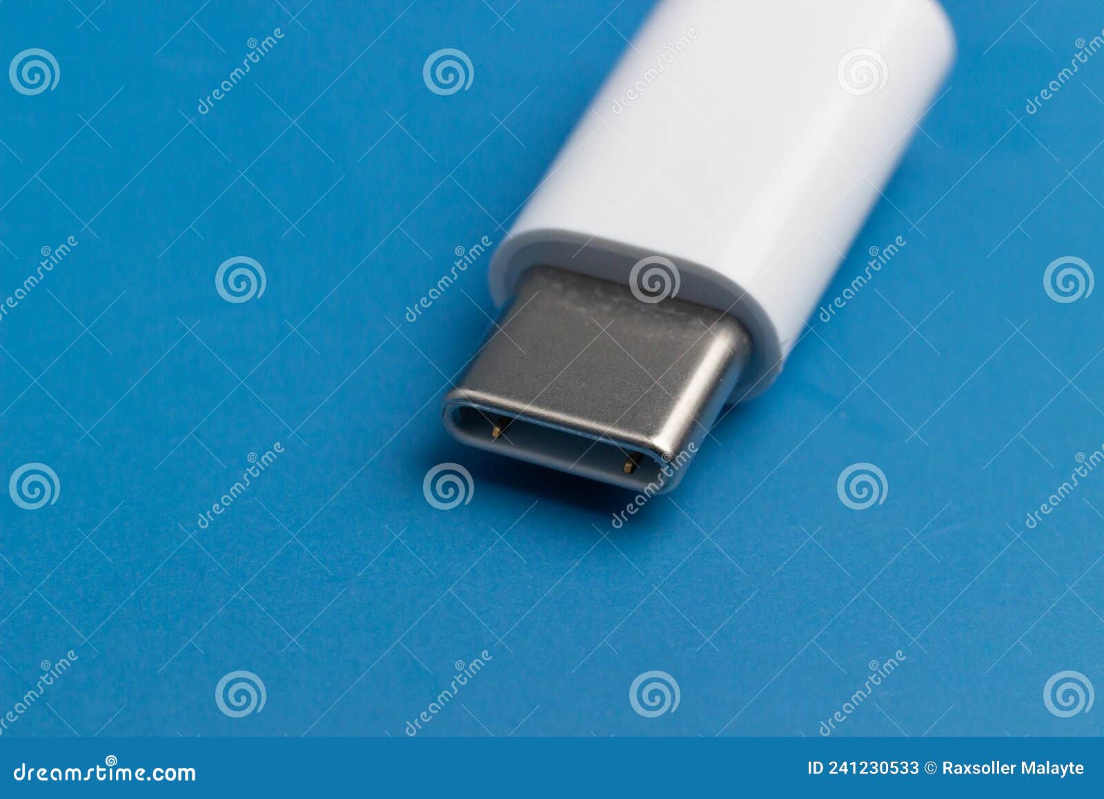 USB Type-C Isolated on Blue Background Stock Image - Image of serial ...