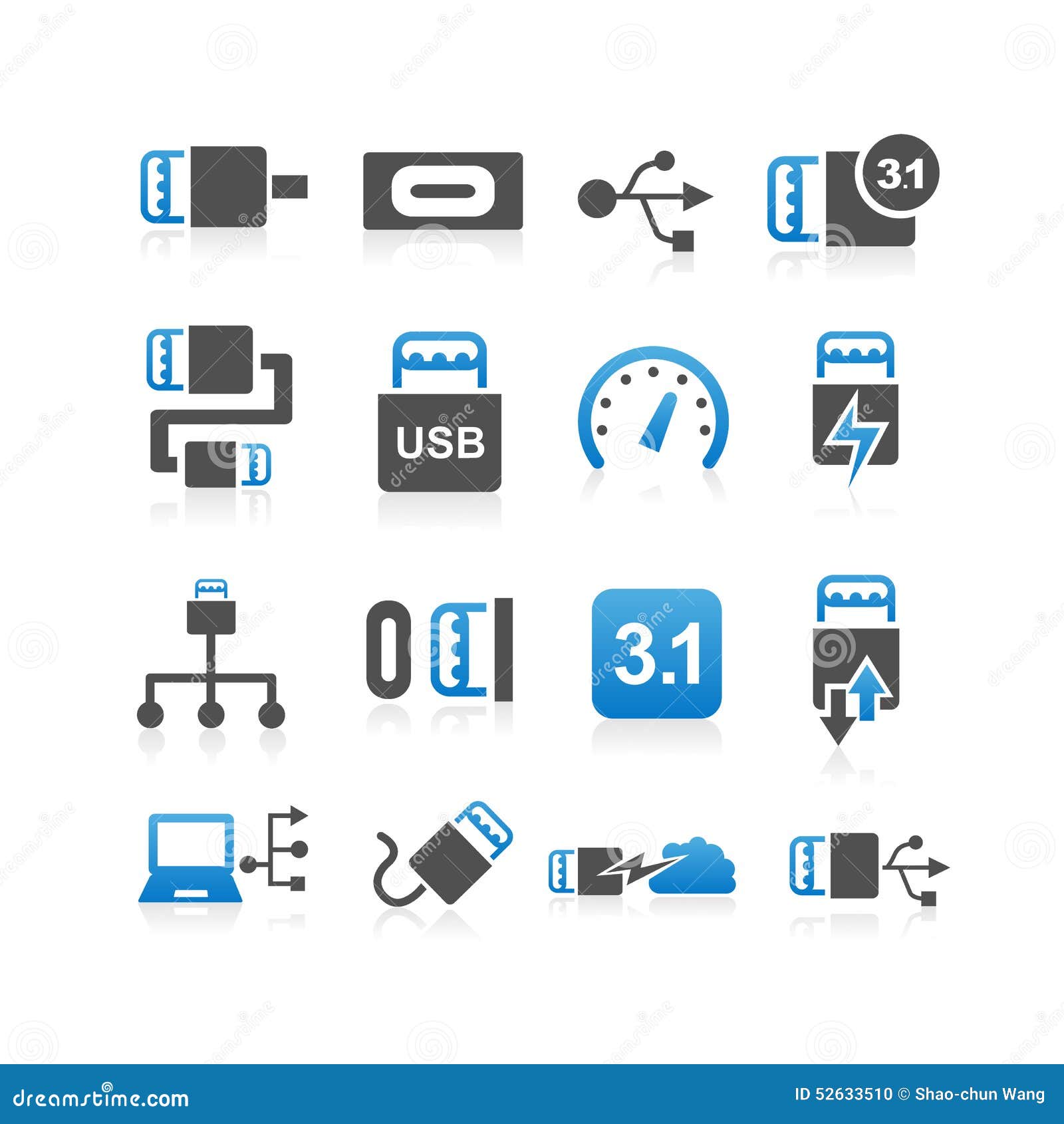 USB-type C pictogramreeks vector illustratie. Illustration of last ...