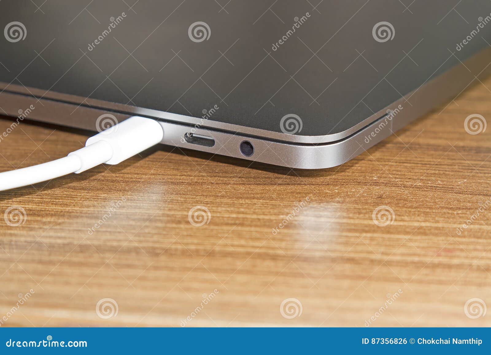 USB Type-C Port and Cable`s White of Laptop and New Technology Stock ...