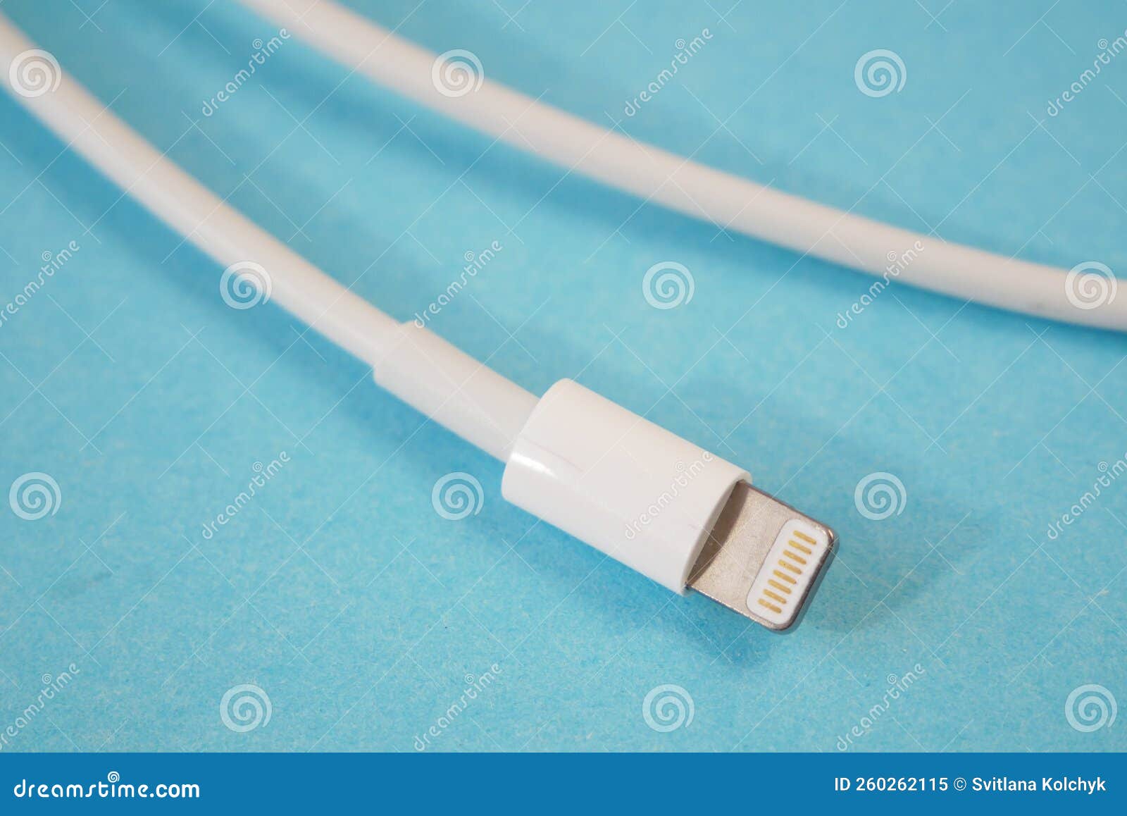 USB TYPE C Port Cable, White Computer Cable Connector on Blue ...