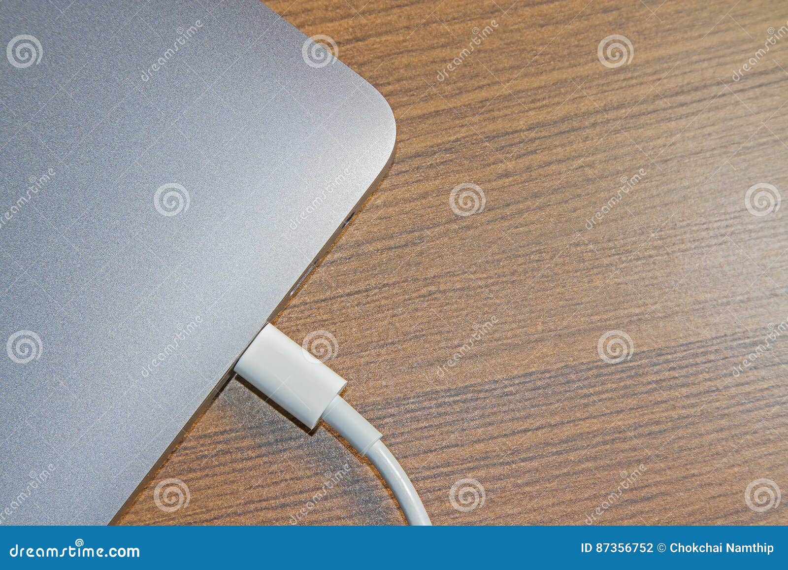 USB Type-C Port on Laptop and Cable`s White of Laptop Stock Photo ...