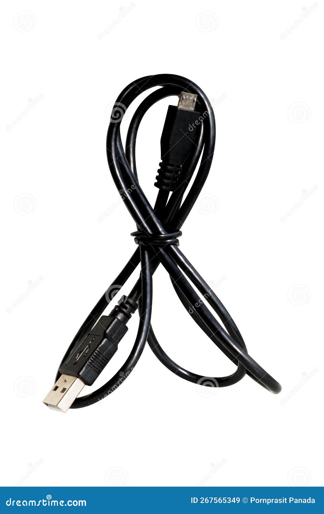 USB Type a Cable Isolated on White Background. Stock Illustration ...