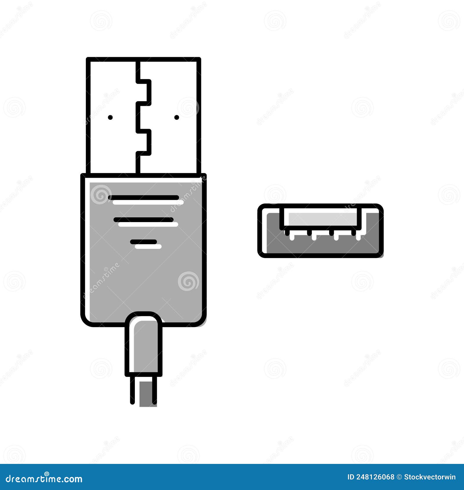 Usb Type a Color Icon Vector Illustration Stock Vector - Illustration ...