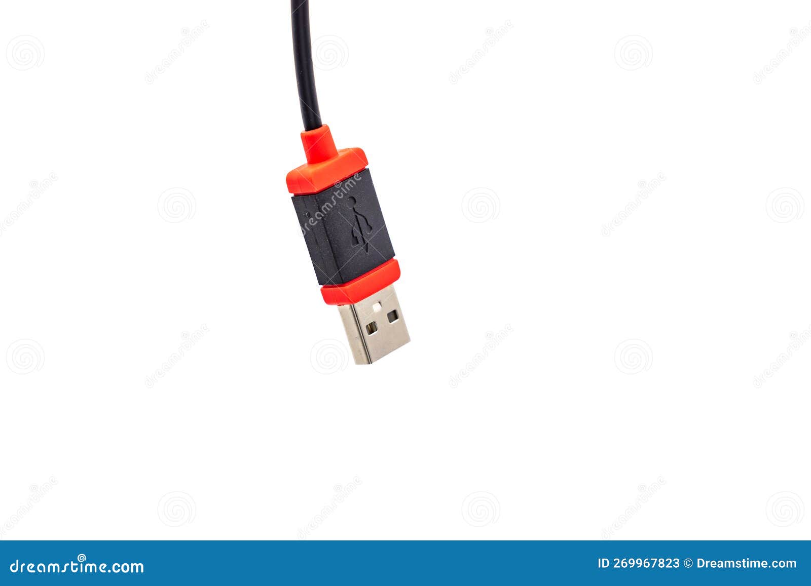 A USB Type a Connector on a USB Cable Exempt Against White Stock Image ...