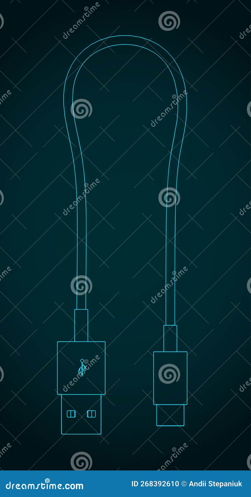 USB Type-a To USB Type-C Cable Stock Vector - Illustration of connector ...