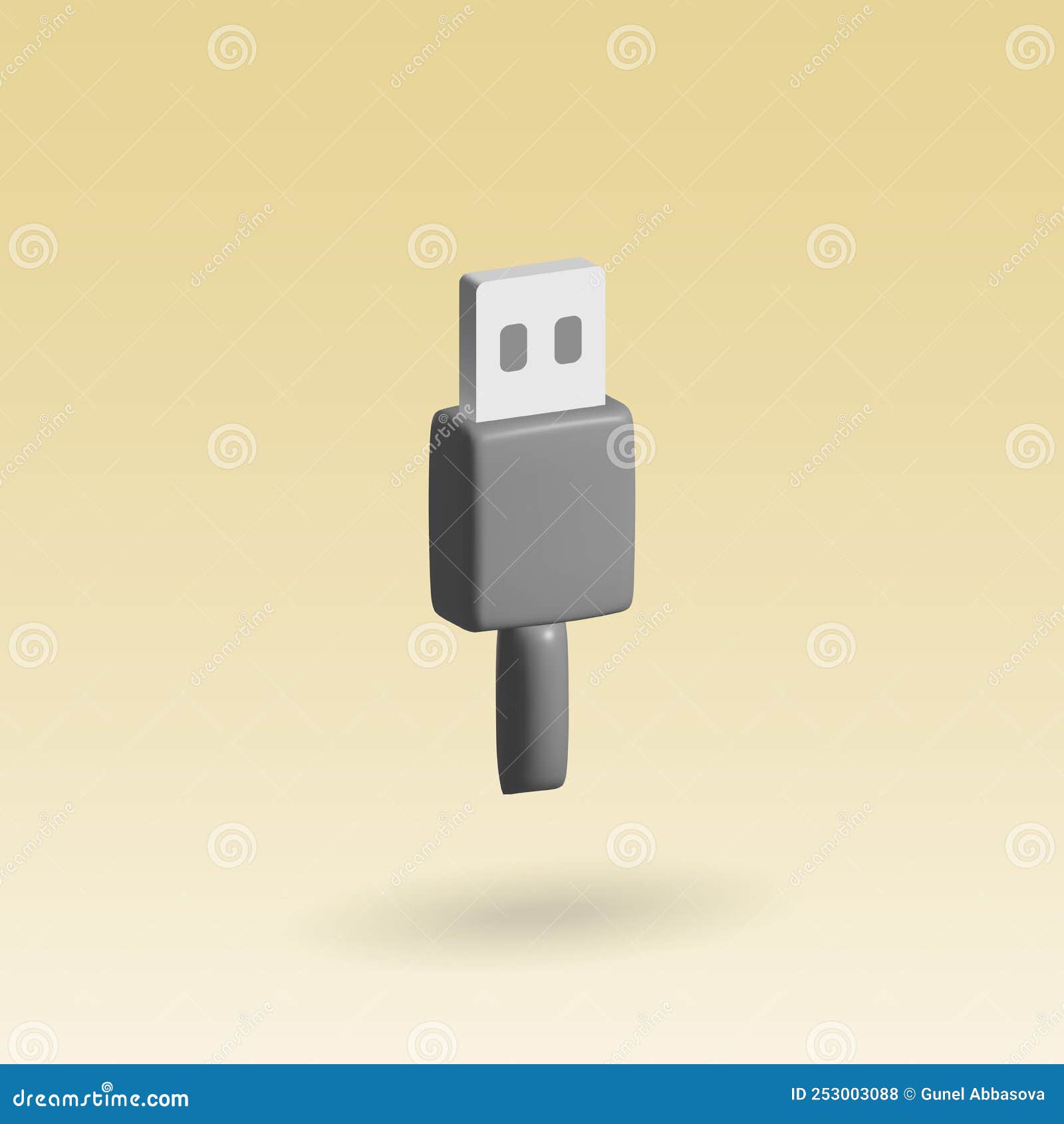 Usb Vector 3d Icon. Usb Cable 3d Illustration Stock Illustration ...