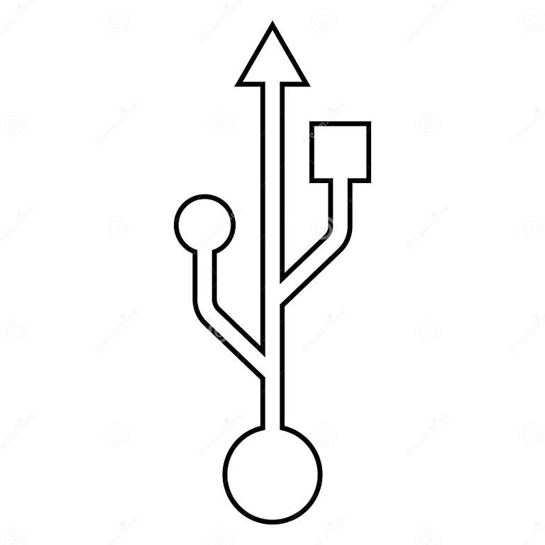 USB Vector Icon. Simple Black Connector Port Sign. Computer Usb Socket ...