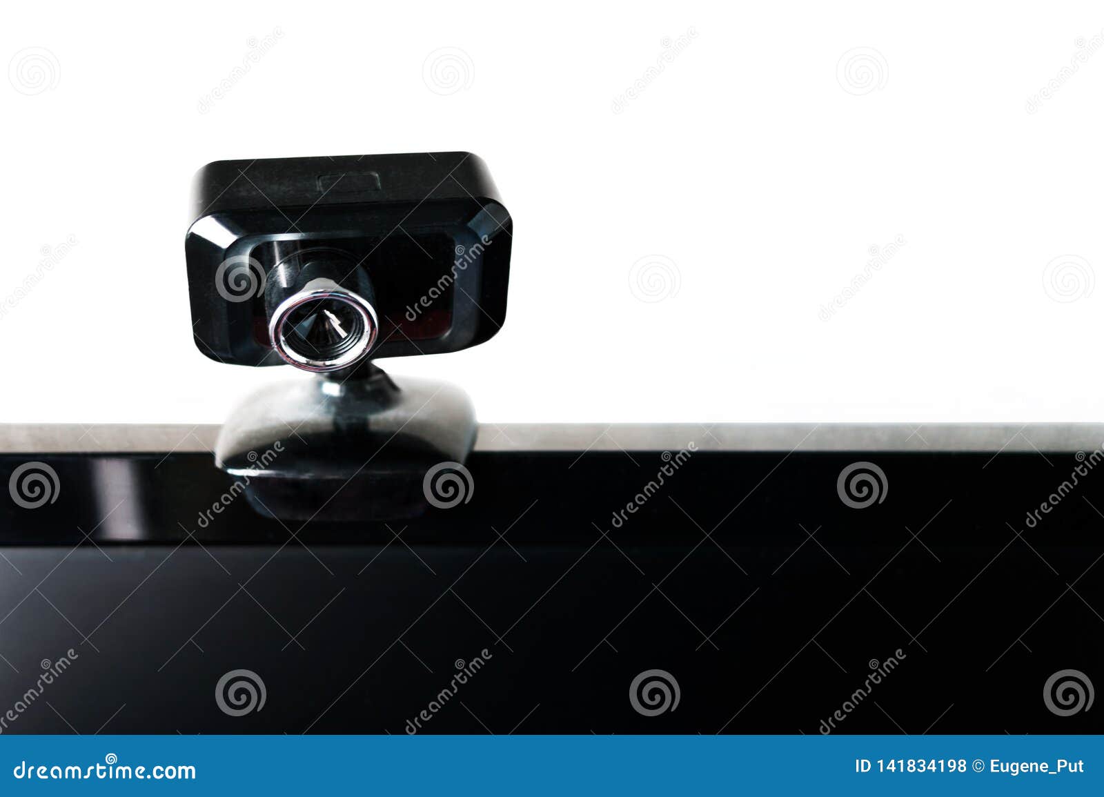 USB Webcam, Web Camera, Mounted on a Computer Monitor with Black Screen ...