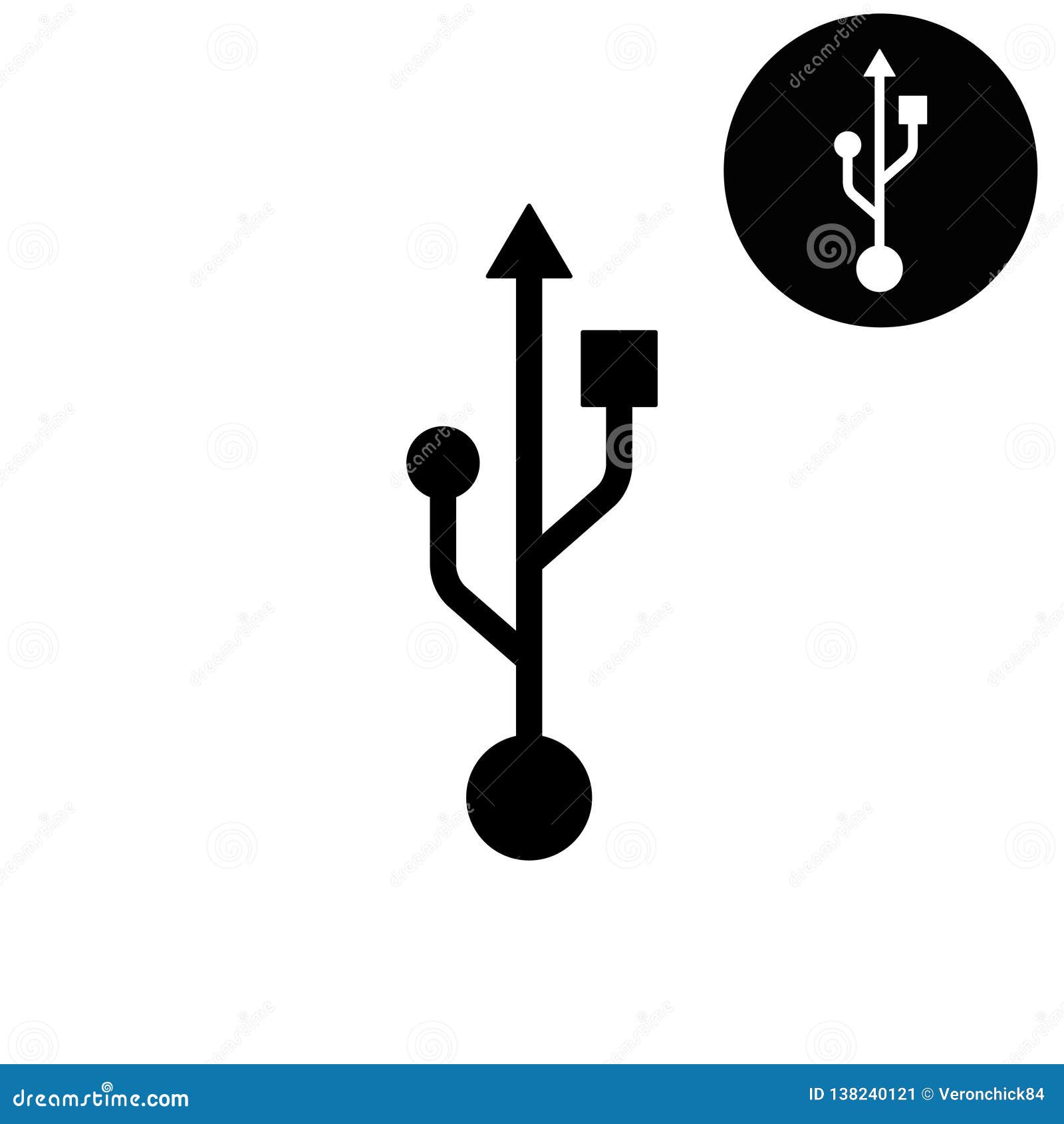 Usb - white vector icon stock vector. Illustration of grey - 138240121