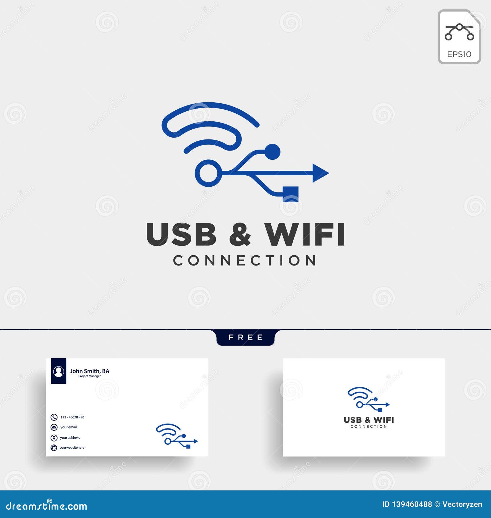 Usb Wifi Connection Communication Creative Logo Template Vector ...