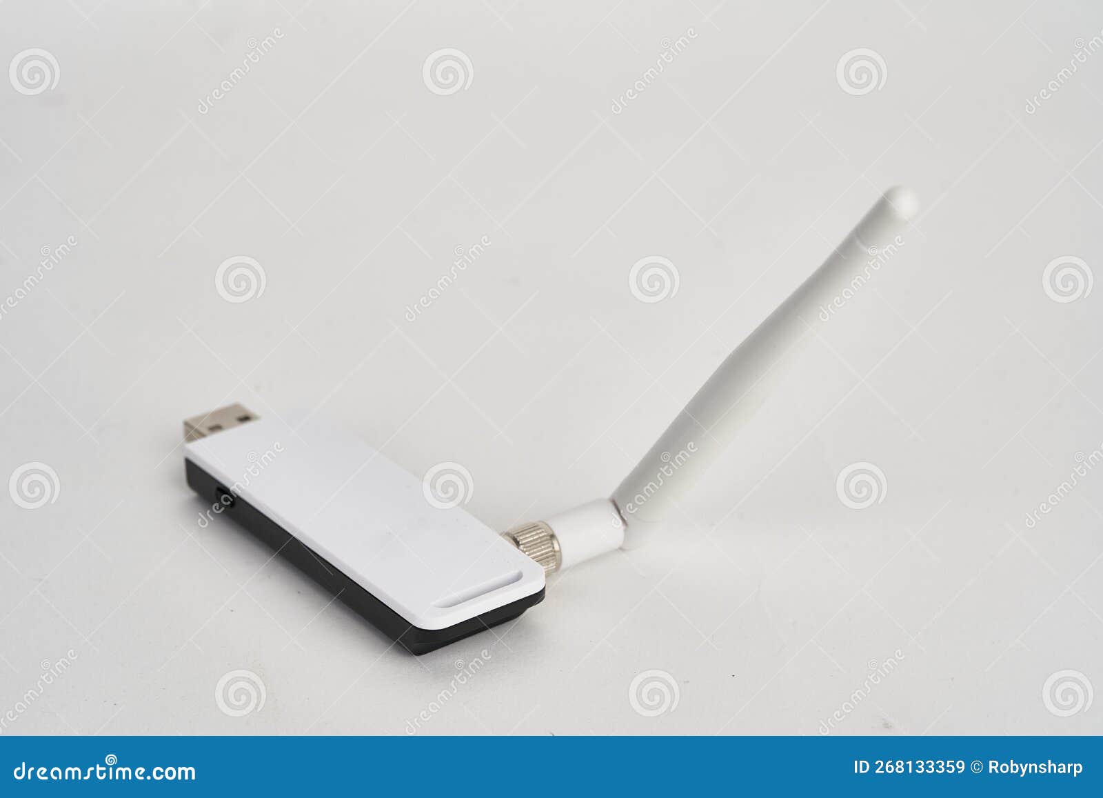 USB Wifi Network Adapter with USB Extension Cable Isolated on White ...