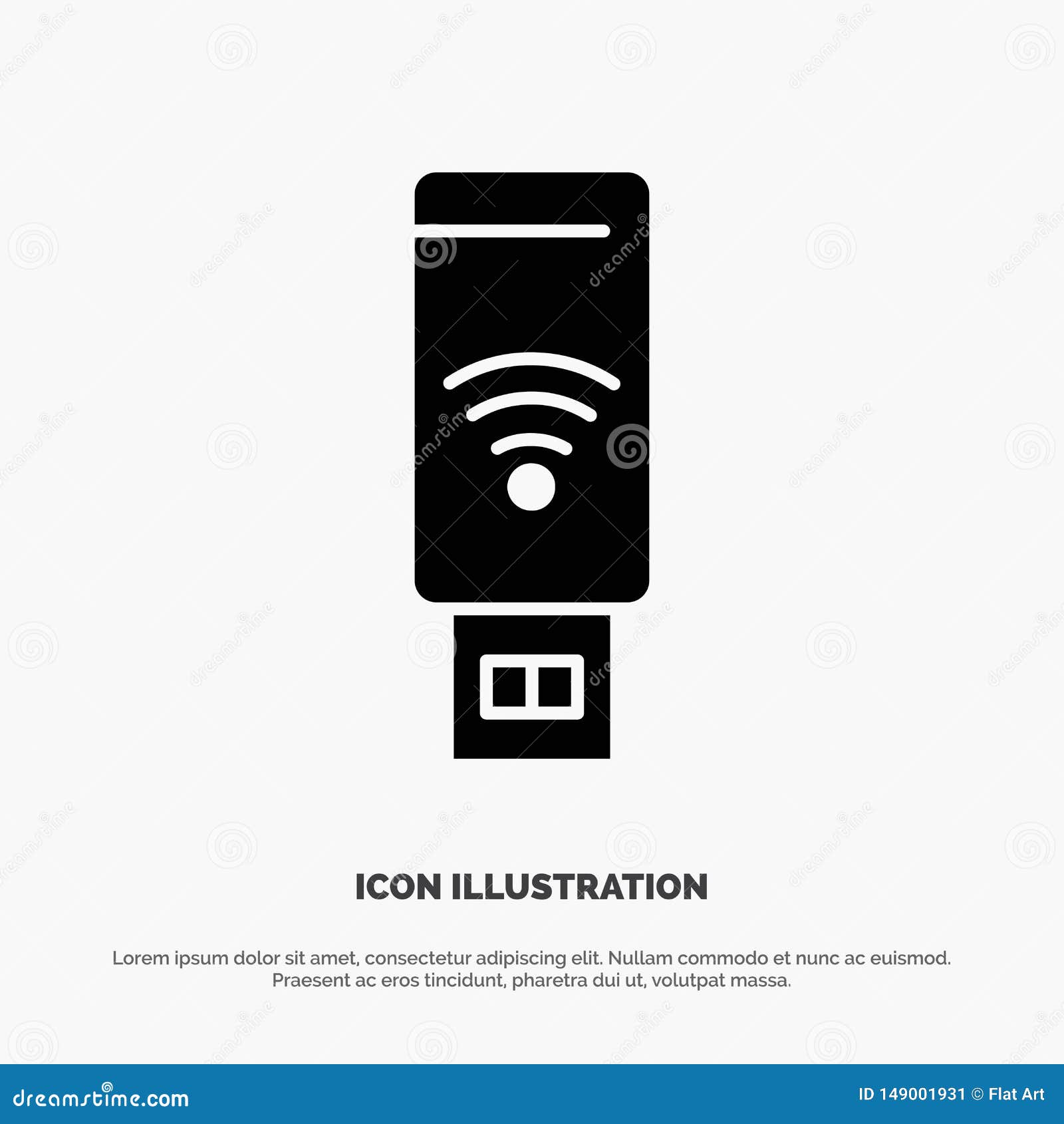 Usb, Wifi, Service, Signal Solid Black Glyph Icon Stock Vector ...