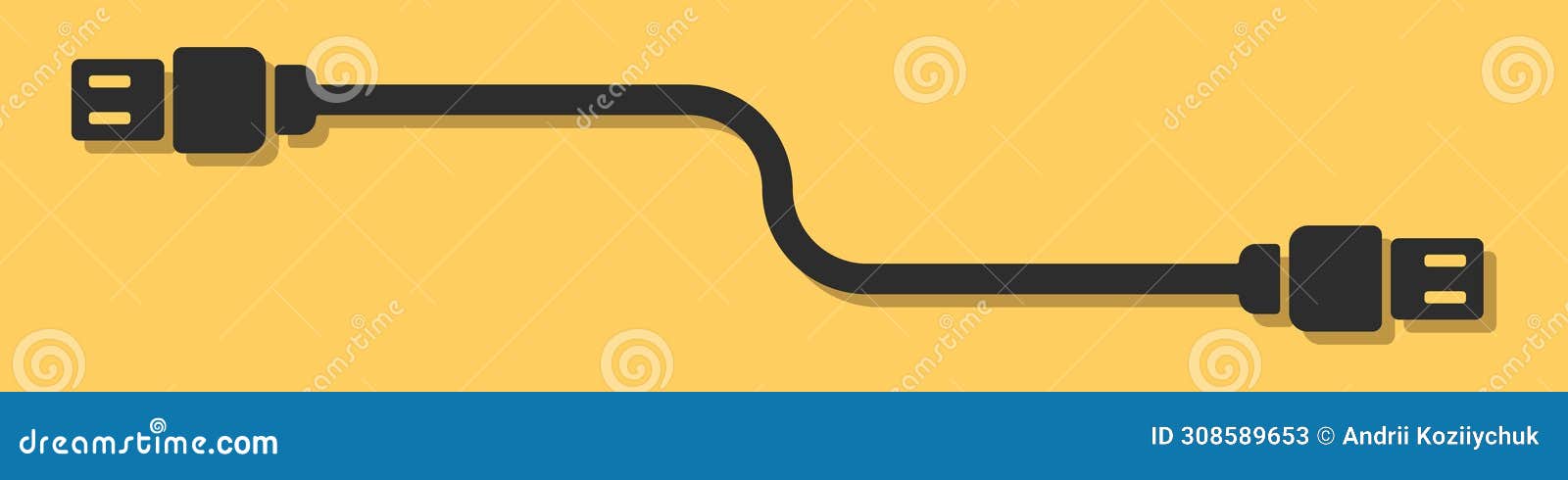 Usb Connector Trend Icon Vector. USB Wire on an Orange Background ...