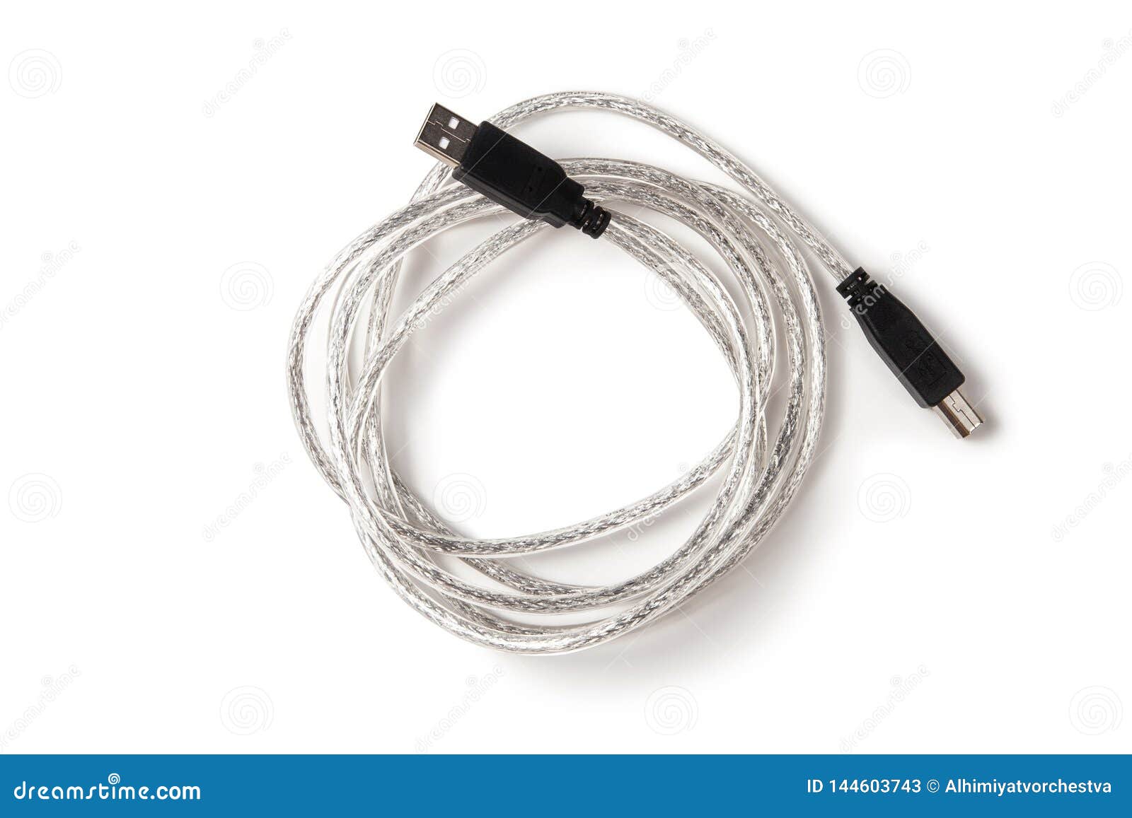 USB Wire Type B on White Background with Shadow Isolated Stock Image ...